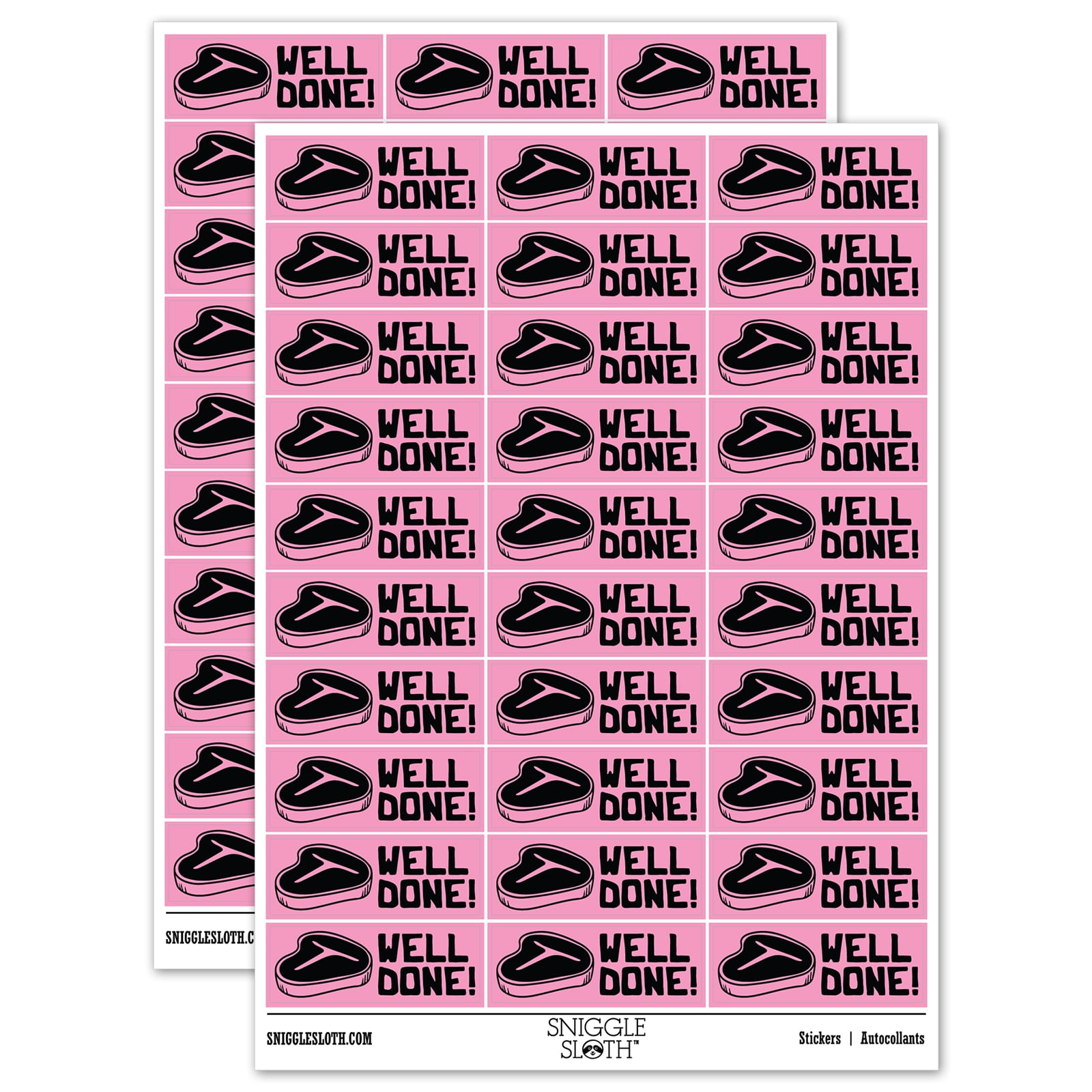 Well Done Steak Teacher Student School Sticker Set - Light Pink - Gloss ...