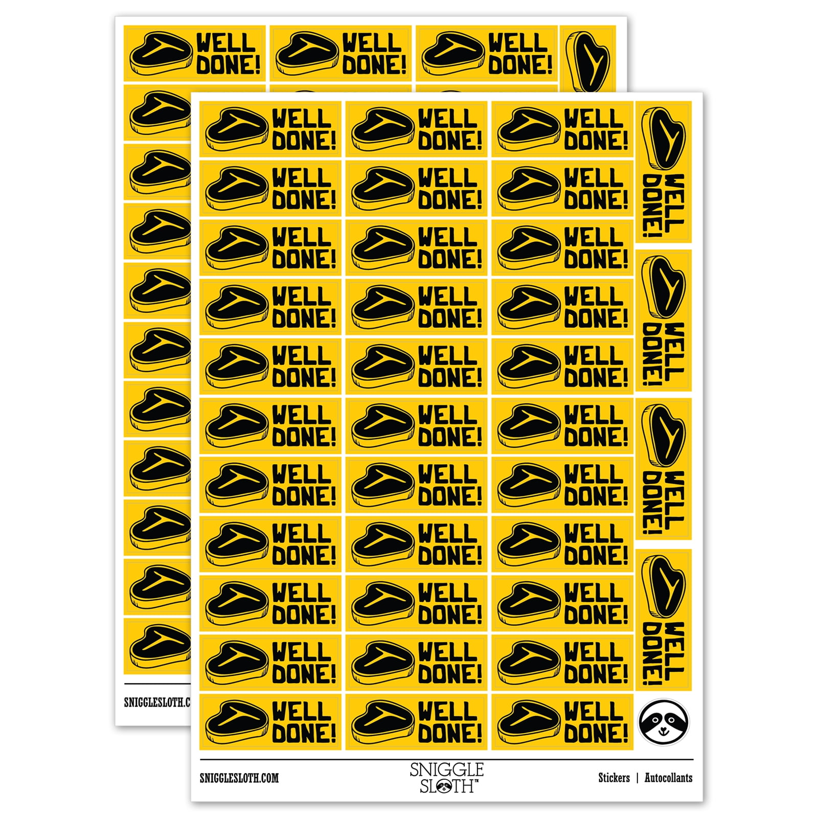 Well Done Steak Teacher Student School Sticker Set - Yellow - Gloss ...