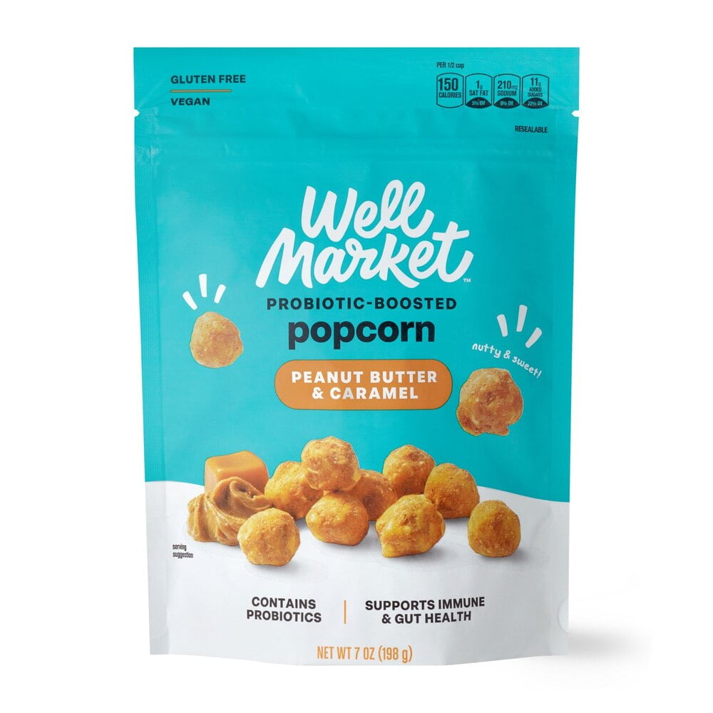 Well Market Peanut Butter & Caramel Probiotic Infused Popcorn, 7 oz ...