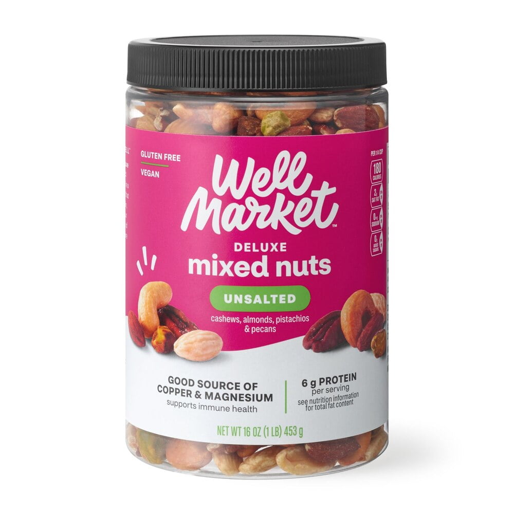 Well Market Unsalted Deluxe Mixed Nuts, 16 oz - Walmart.com