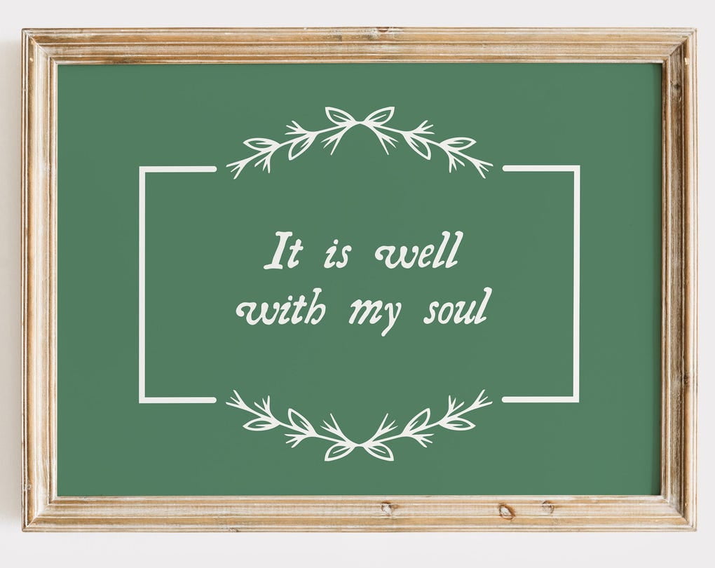 It Is Well Scripture Wall Art Horizontal Prints, Green Farmhouse Wall ...