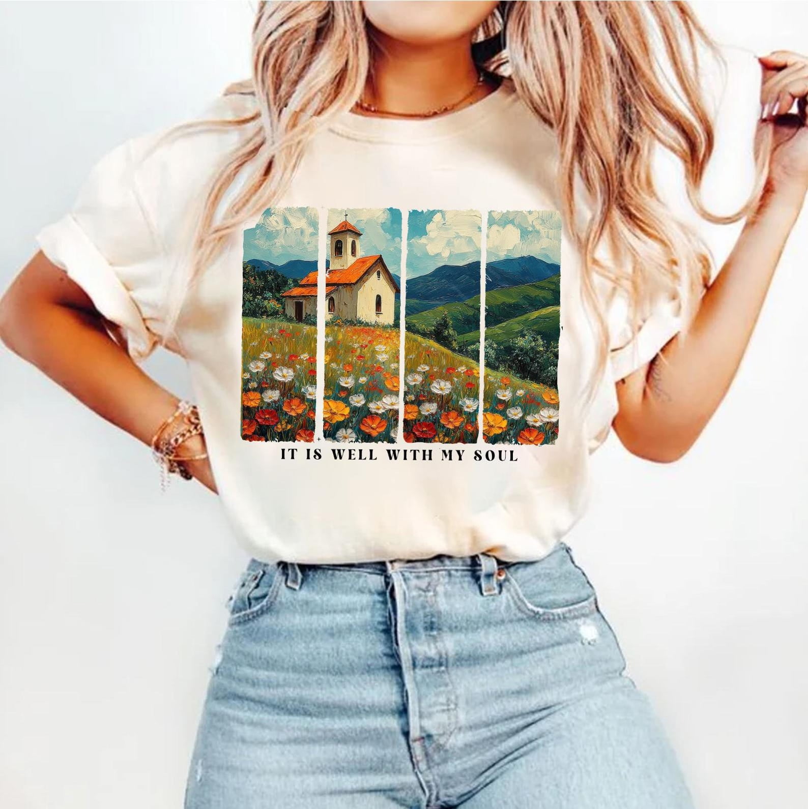 It Is Well With My Soul Shirt, Wildflower Christian Shirt, Bible Verse ...