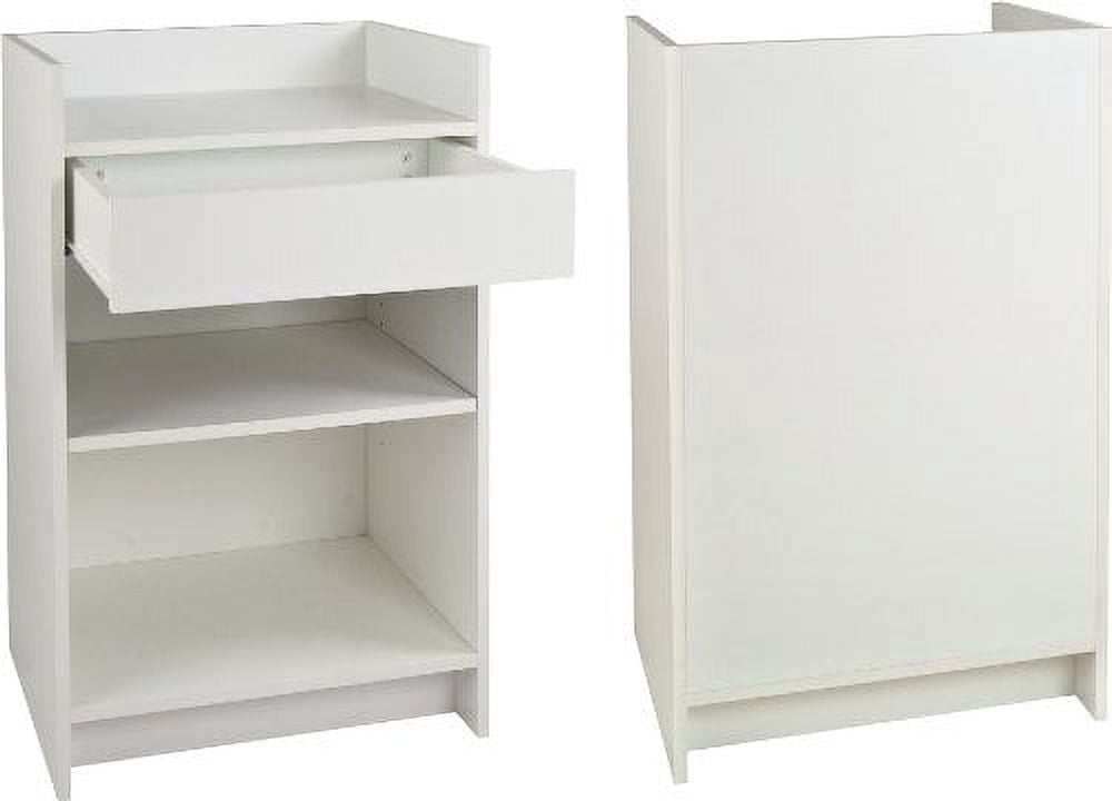 Well Top Melamine Wood Cash Register Stand with Drawer, White - Walmart.com