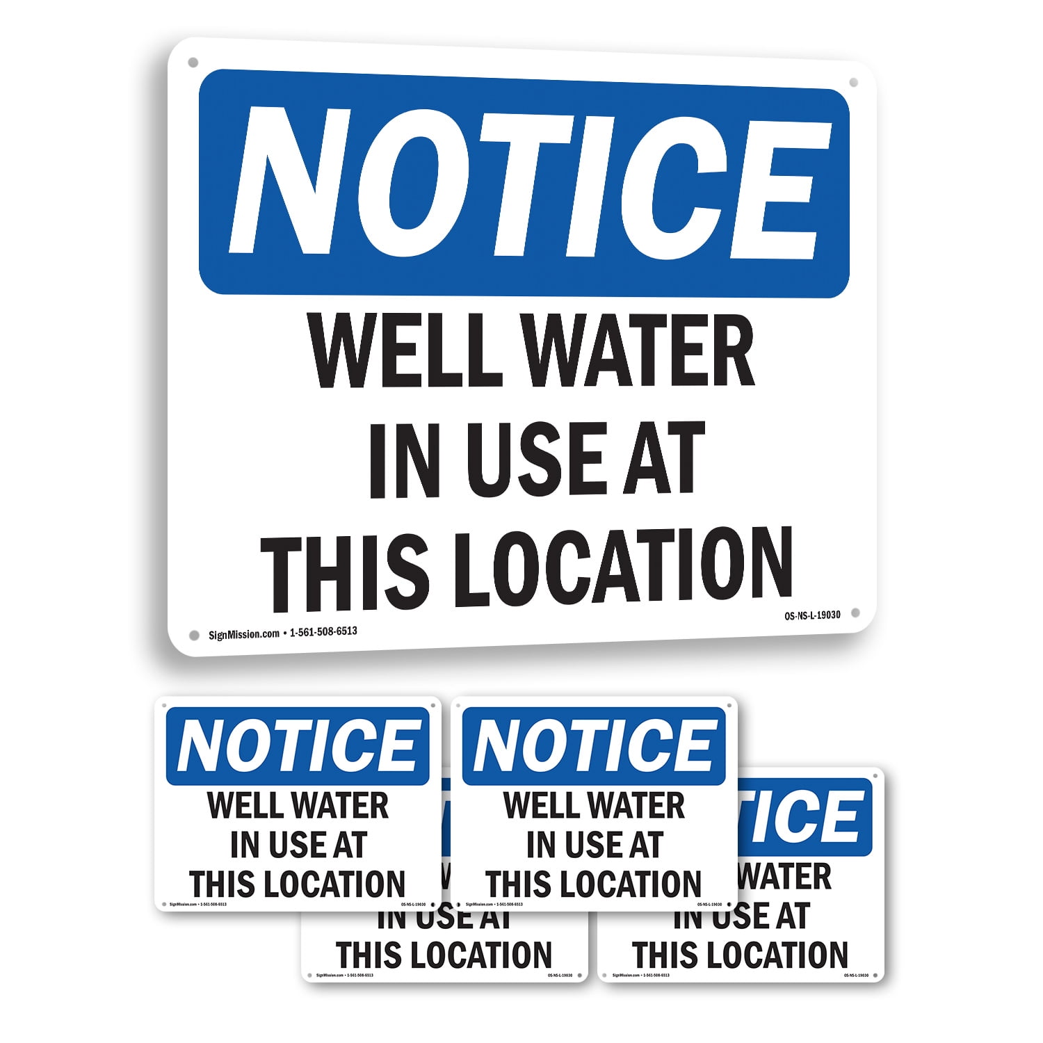 Well Water In Use At This Location OSHA Notice Rigid Plastic Sign 24 ...