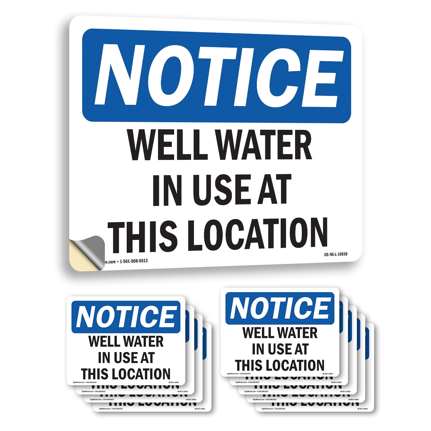 Well Water In Use At This Location OSHA Notice Vinyl Decal Label 7 Inch ...