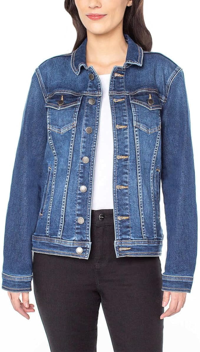 Well Worn Women Denim Jacket (Dark Blue, XS) - Walmart.com