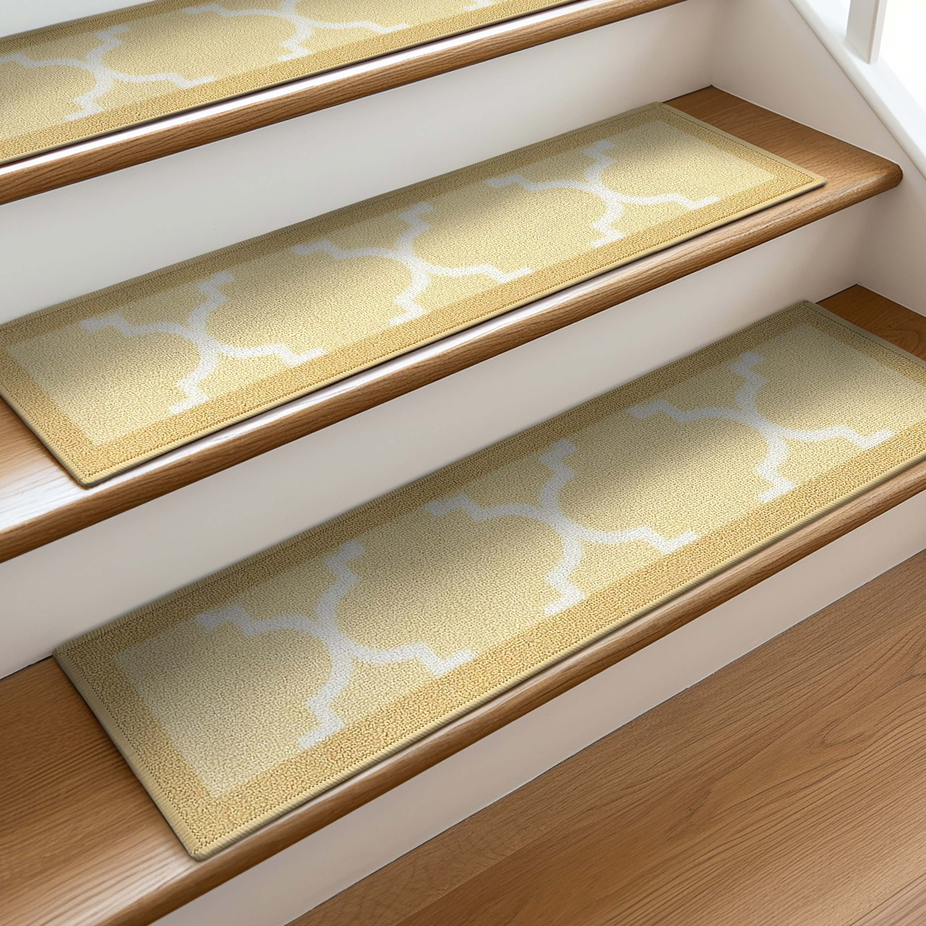 Well Woven 9" x 31" Stair Tread [Set of 7] Beige Brooklyn Trellis ...