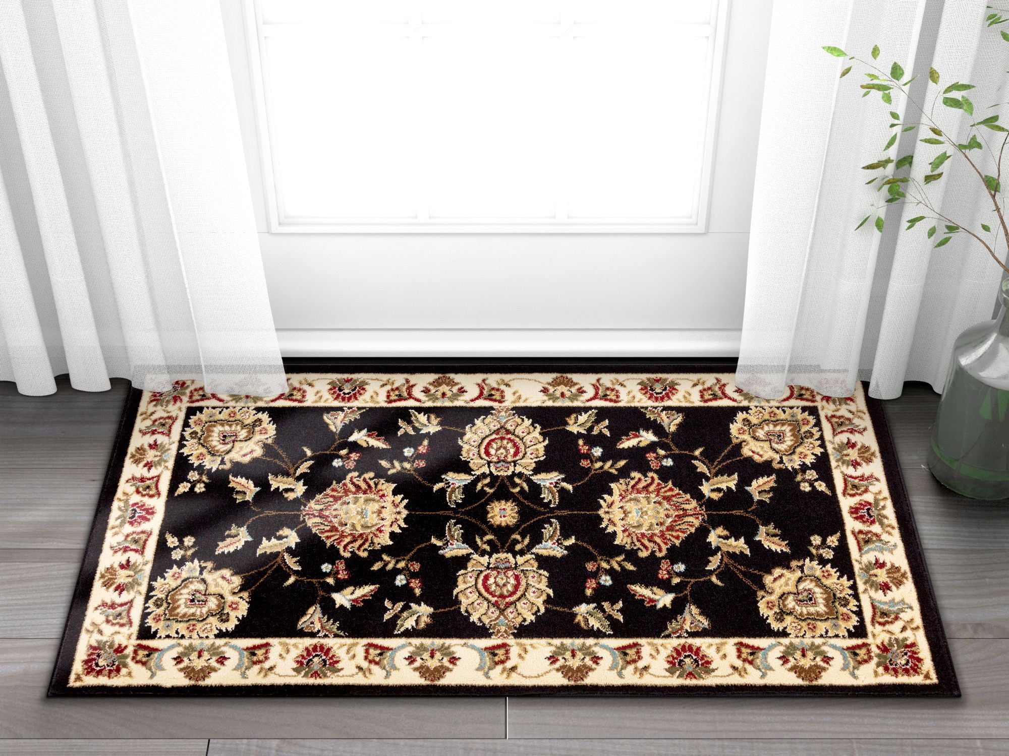 Well Woven Abbasi Black 2'3" x 3'11" Door Mat Small Kitchen Rug ...