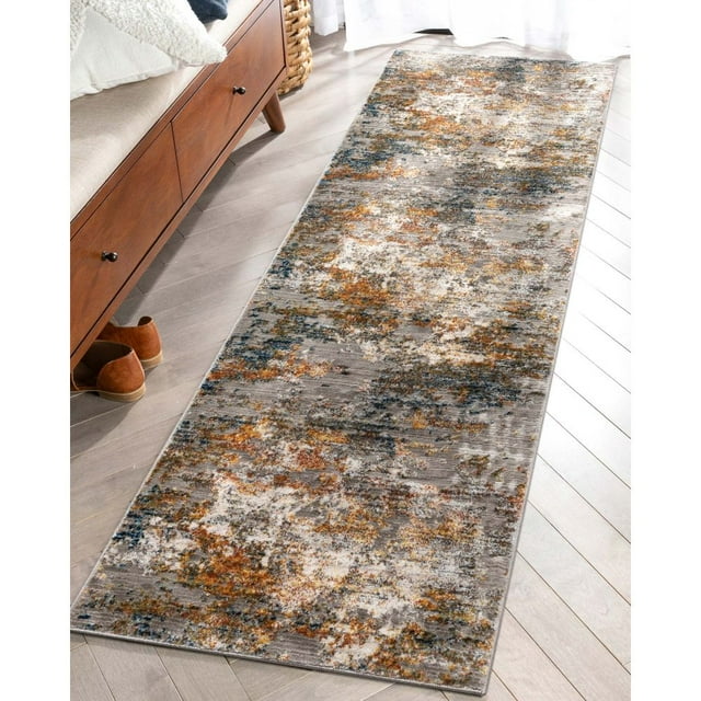 Well Woven Abstract Grey Multi Distressed Modern 2' x 7' Runner Rug ...