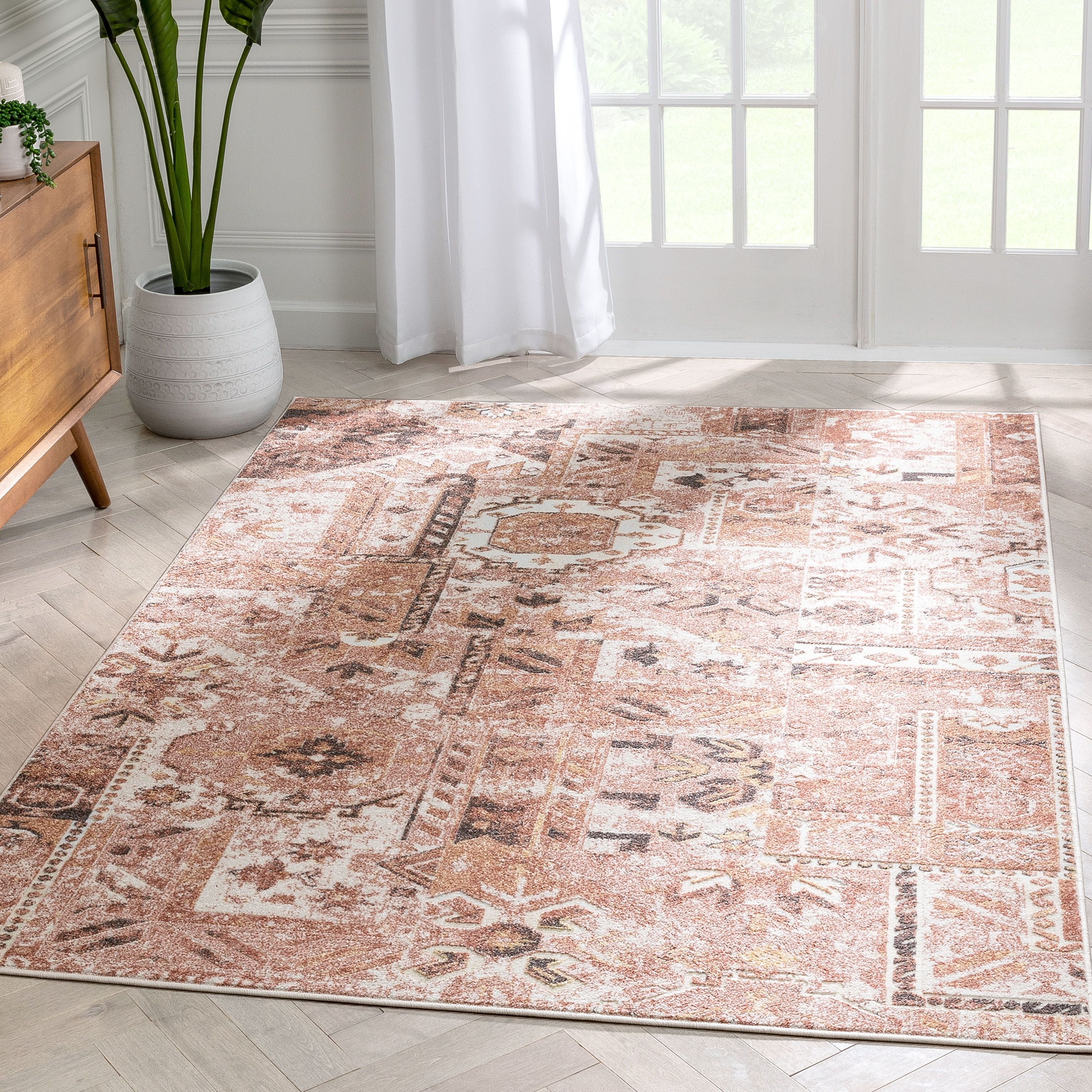 Well Woven Adilah Blush Pink Distressed Bohemian Patchwork Area Rug 5'3 ...