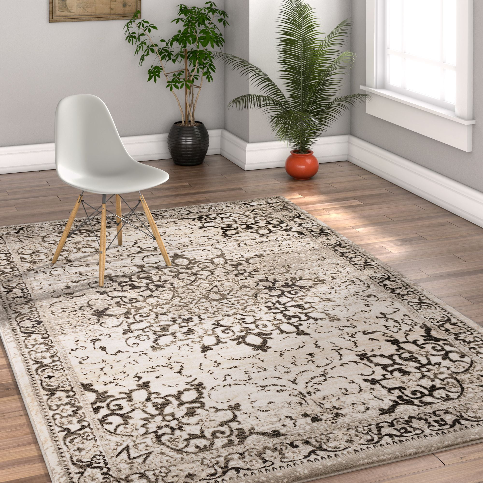 Well Woven Amba Distressed French Floral Area Rugs, Beige - Walmart.com