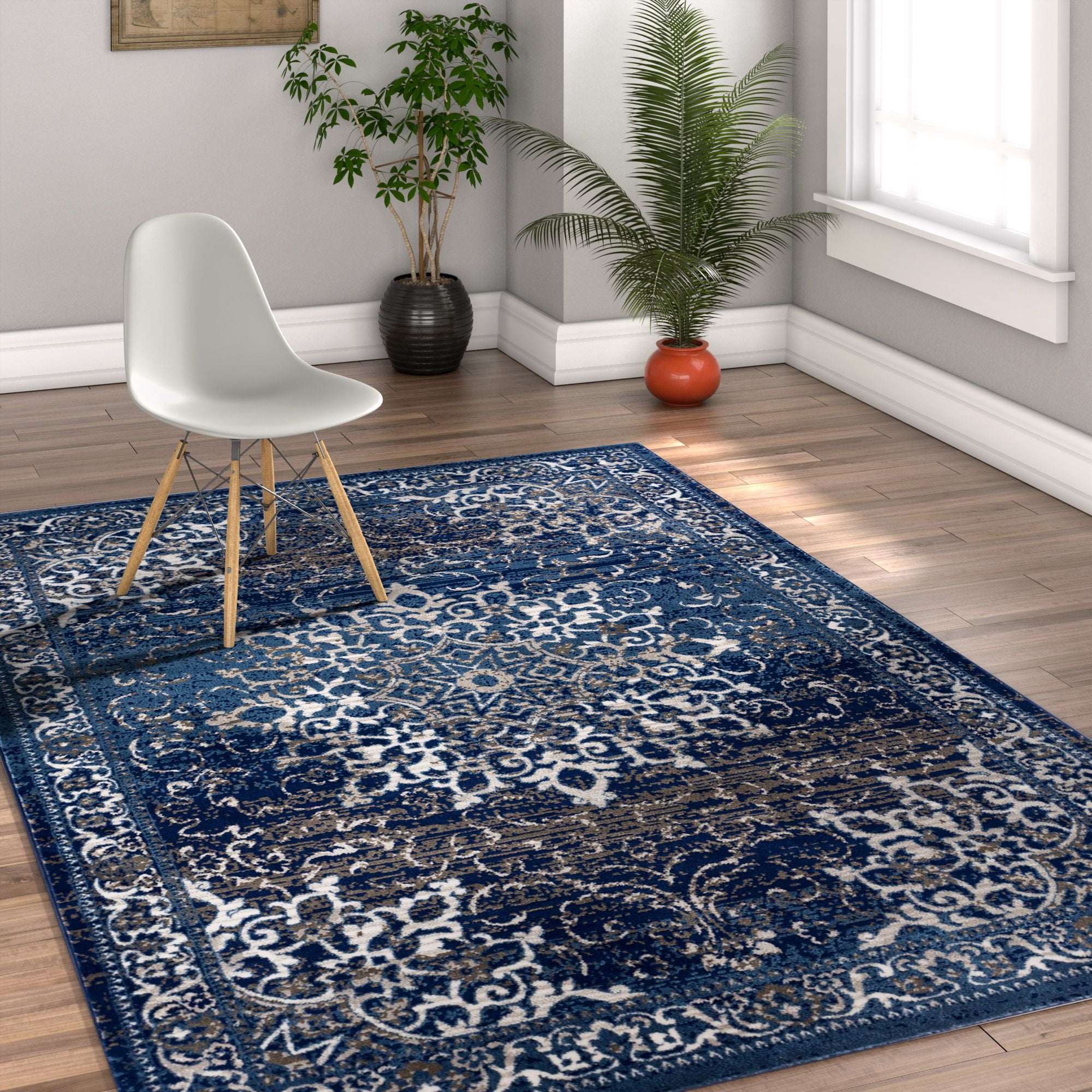 Well Woven Amba Distressed French Floral Area Rugs, Blue - Walmart.com