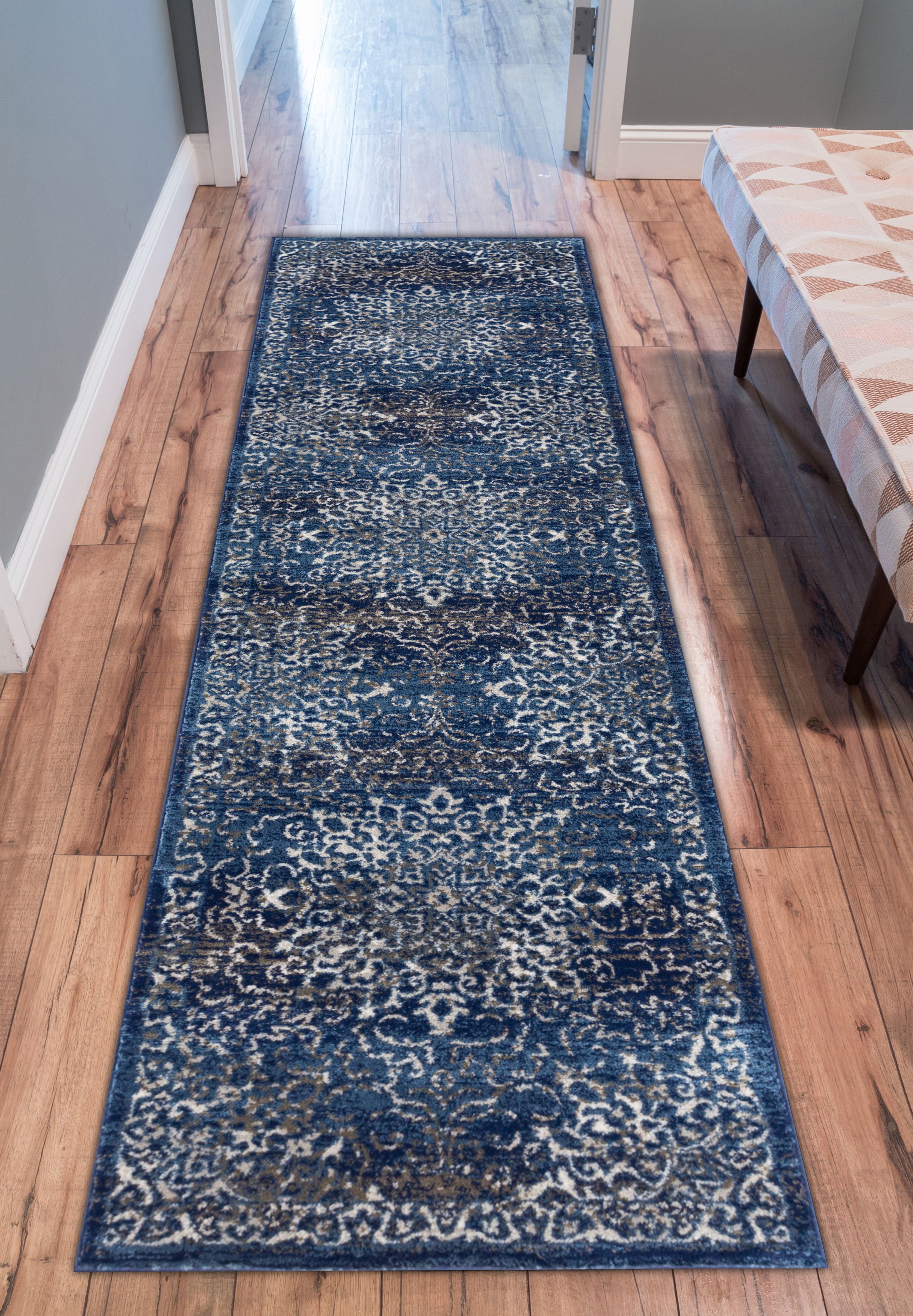 Well Woven Amba Sultana Floral Blue Area Rug - Walmart.com