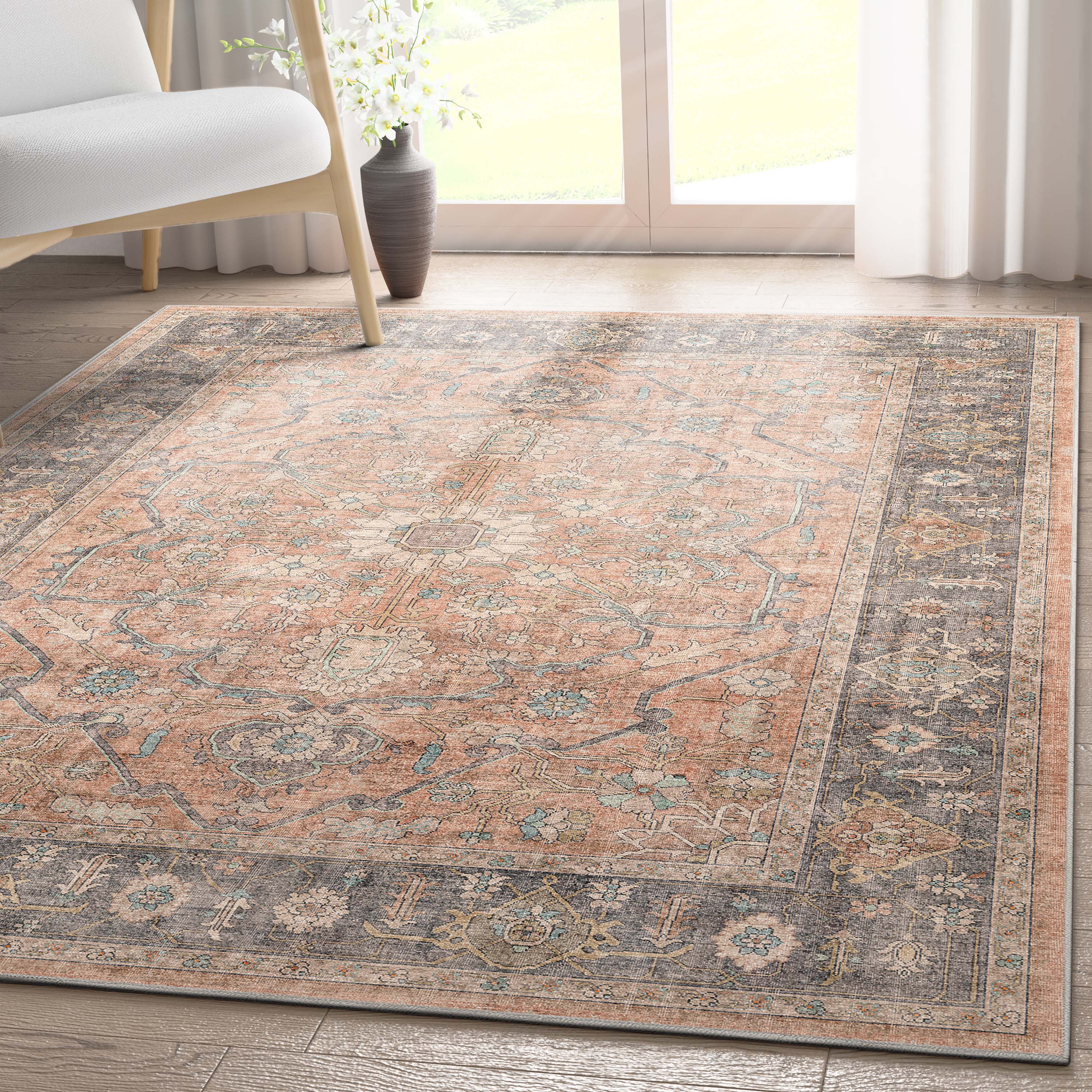Well Woven Apollo Antigua Vintage Coral Area Rug - Walmart.com