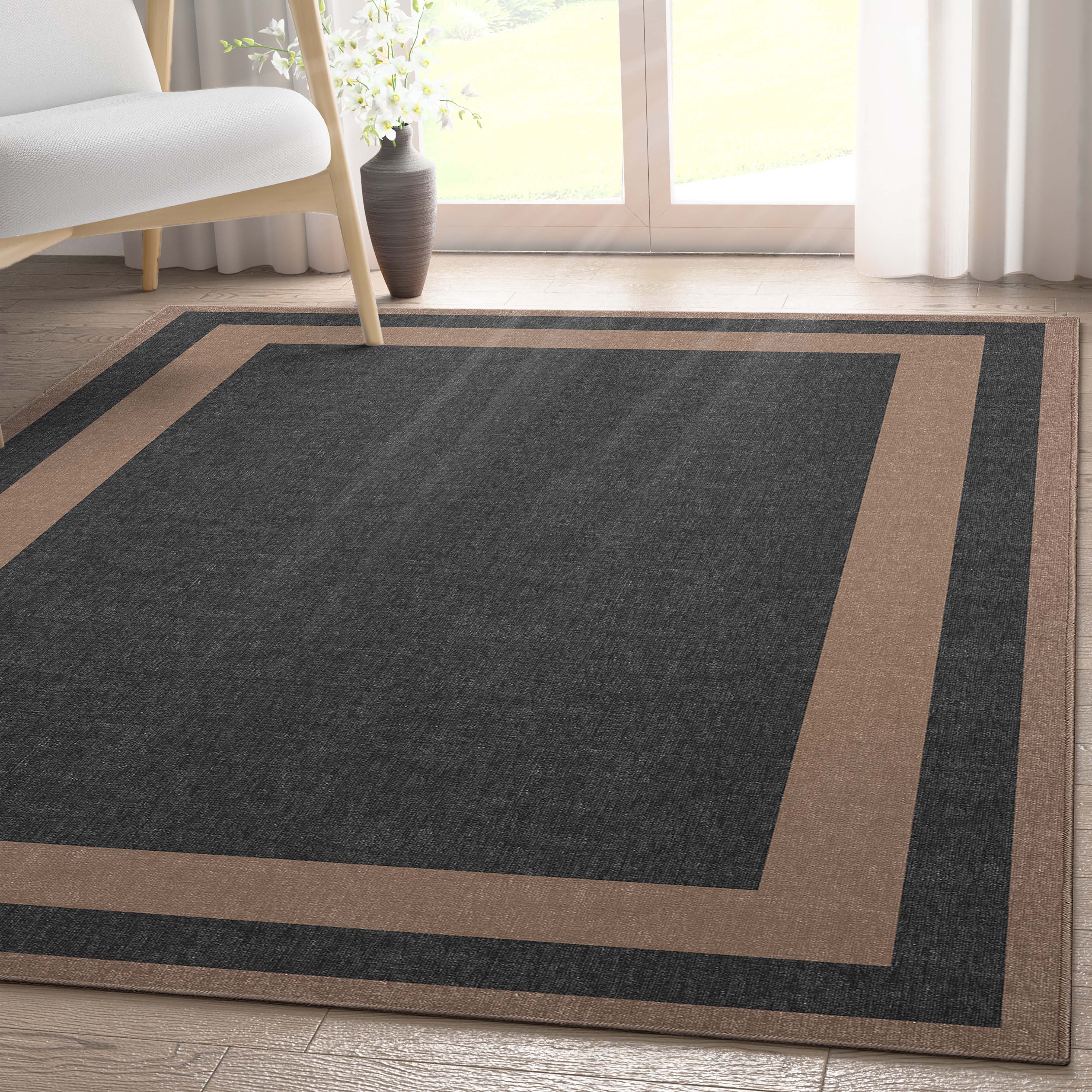 Well Woven Apollo Flatwoven Solid Color Plain Border Flatweave 7'7" x 9 ...