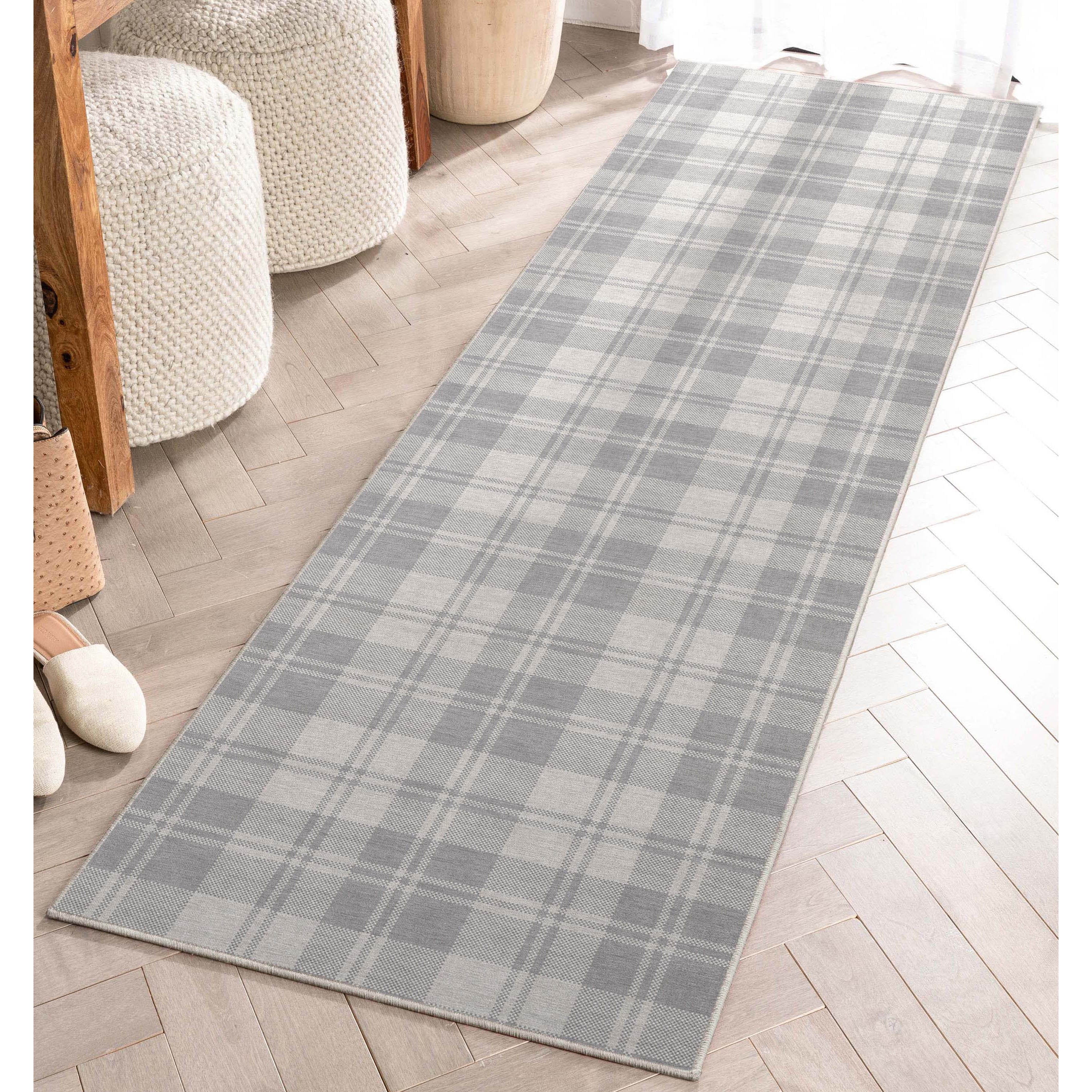Free Shipping! Well Woven Apollo Plaid Grey Runner Rug - Farmhouse ...