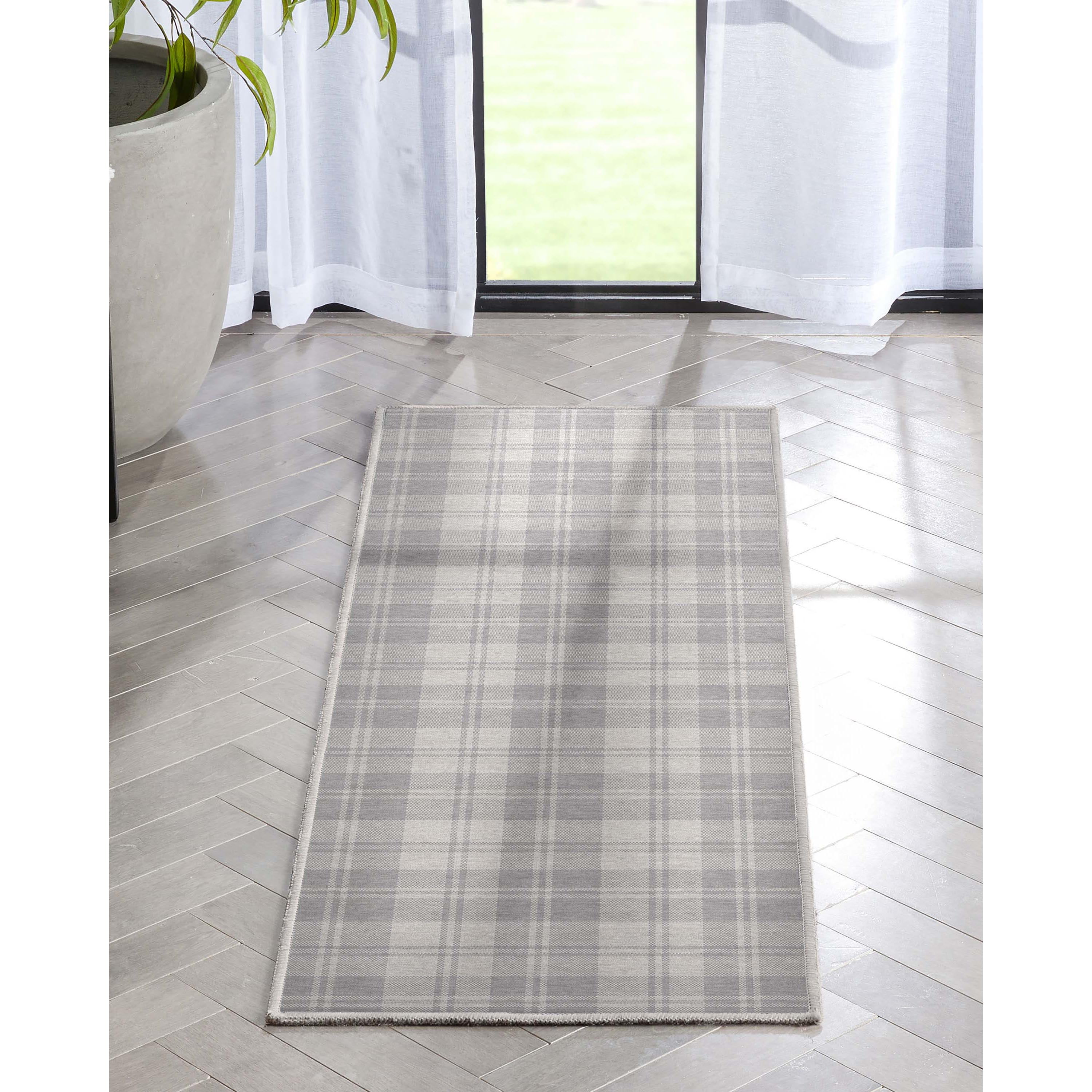 Well Woven Apollo Plaid Modern Light Grey Flat Pile Easy to Clean 2' x ...