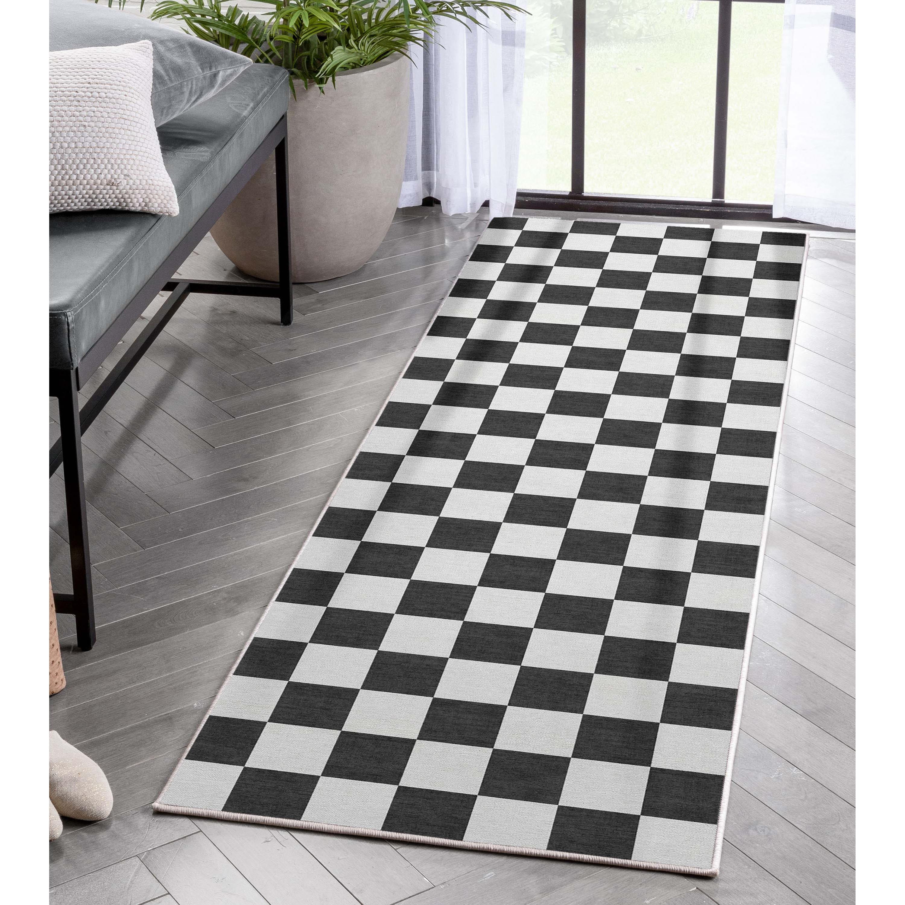 Well Woven Apollo Square Modern Geometric Black Flat Pile Easy to Clean ...