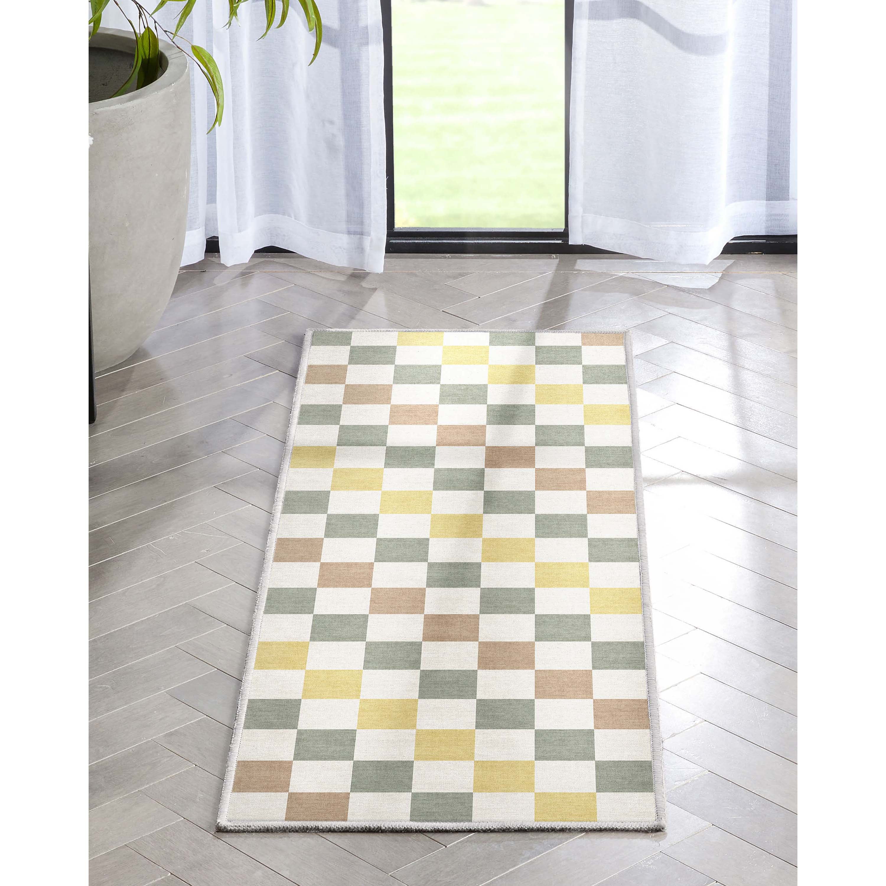 Well Woven Apollo Square Modern Geometric Multi Flat Pile Easy to Clean ...