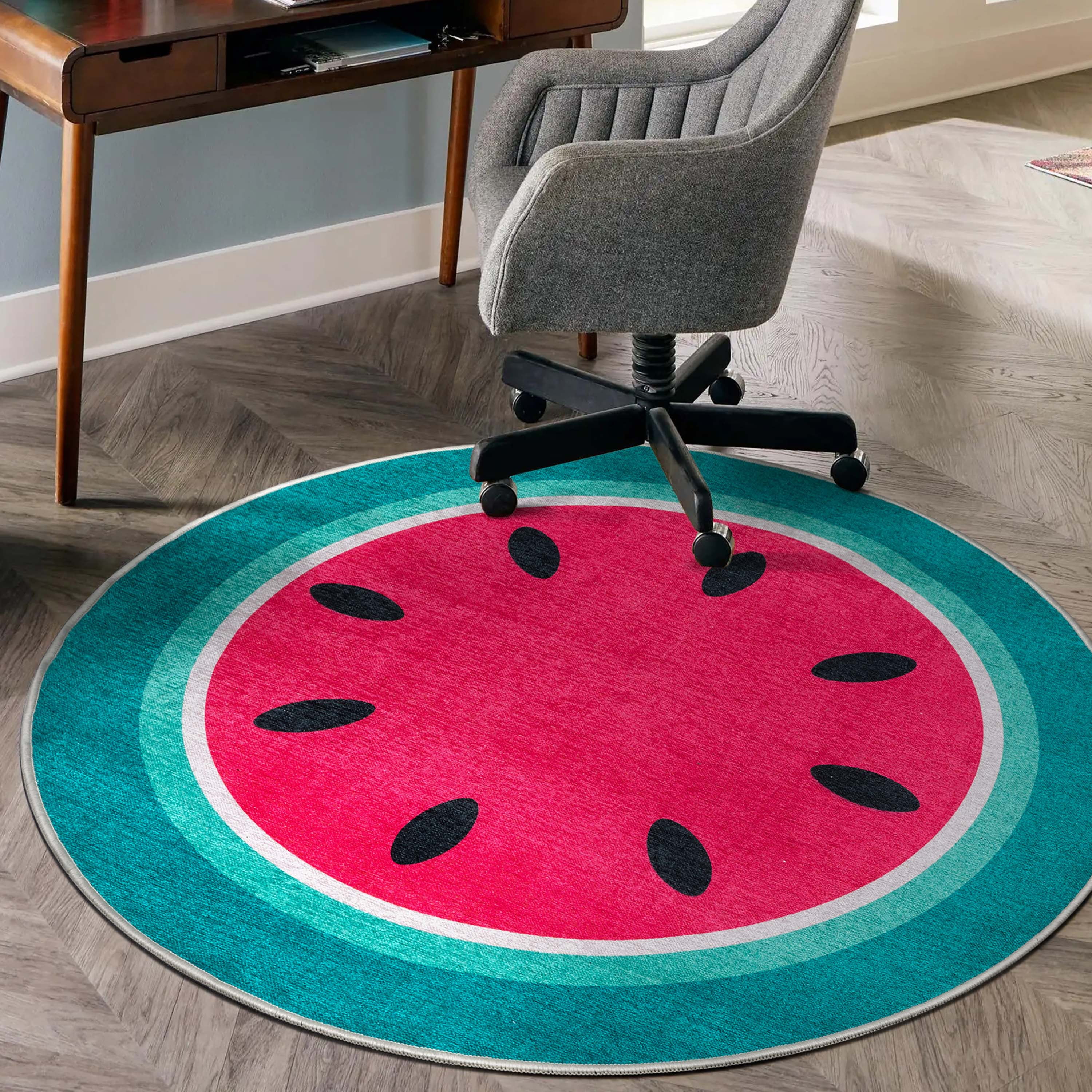 Well Woven Apollo Watermelon Modern Novelty Green 5' Round Rug ...