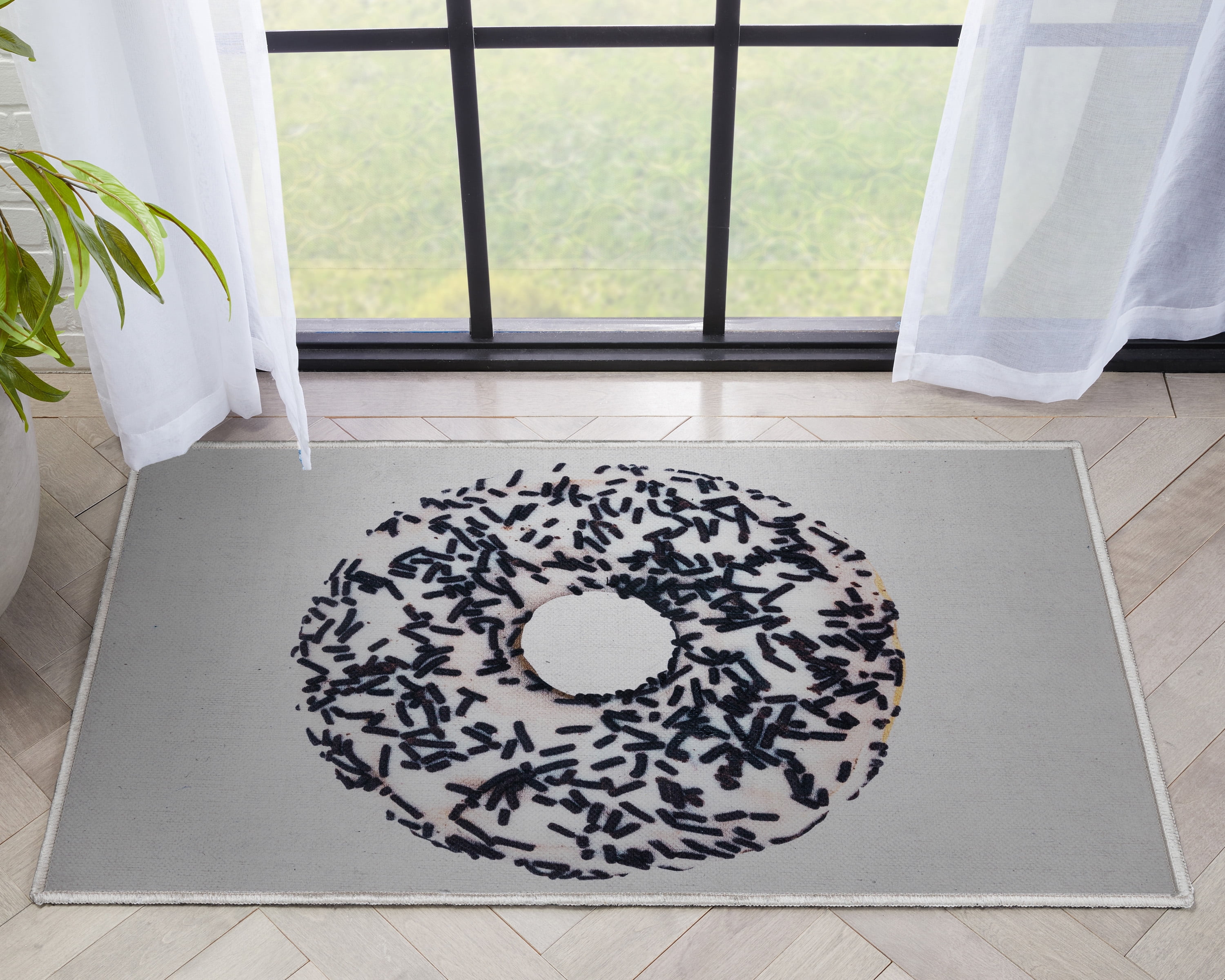 Well Woven Donut with Sprinkles 2' x 3' Black and White Area Rug ...