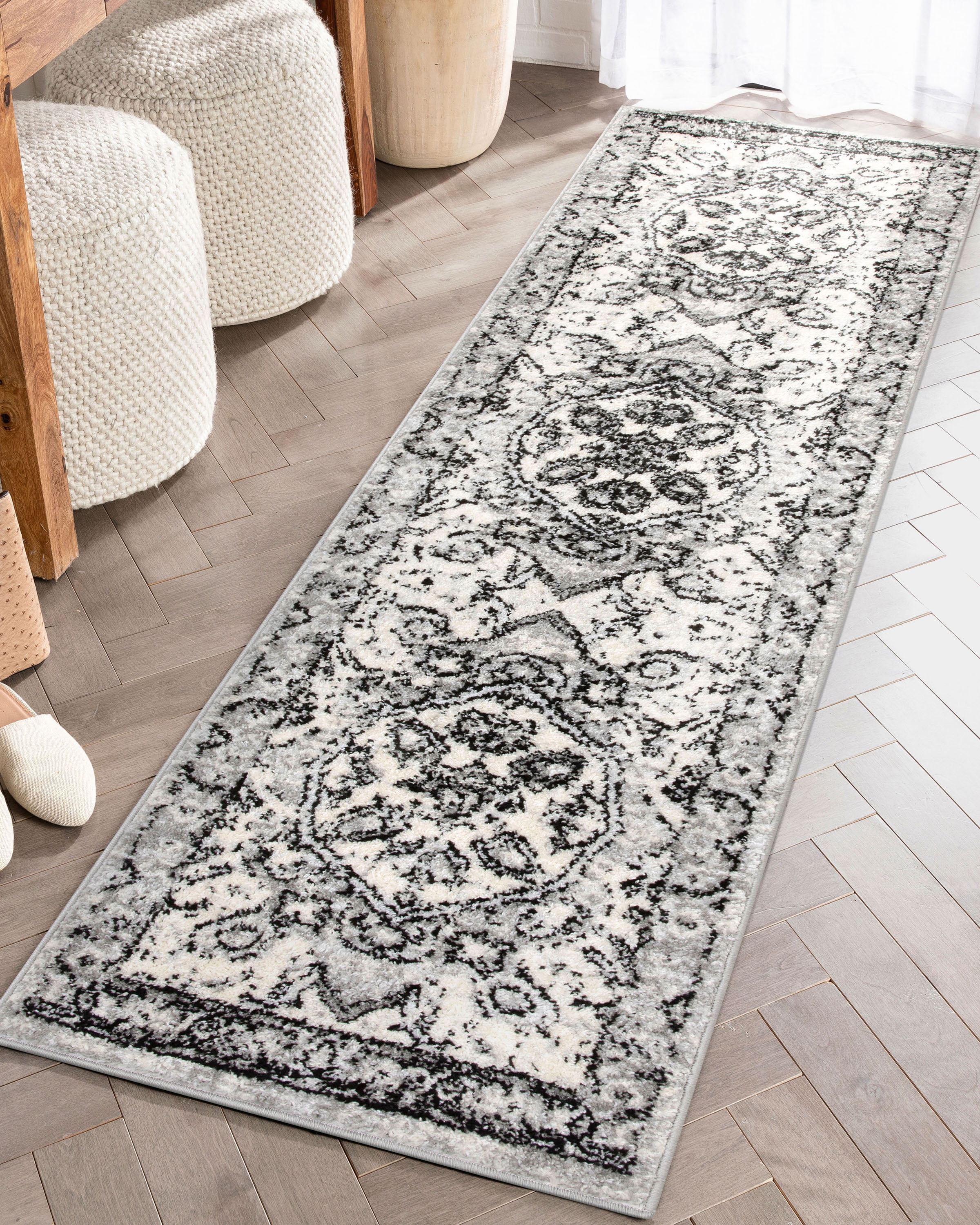 Well Woven Arctic Bloom Bohemian Oriental Ivory Grey 2' x 7'3" Runner ...