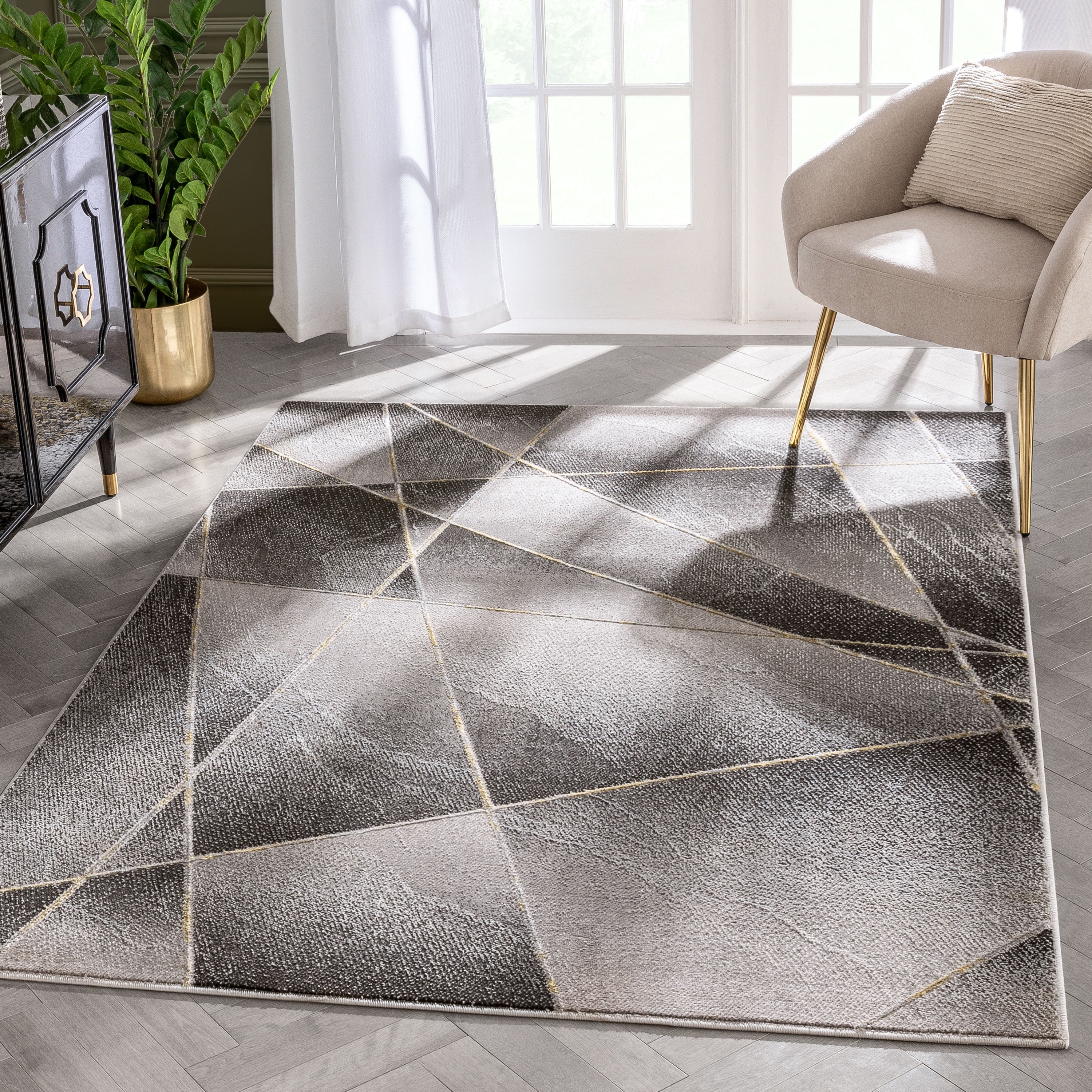 Well Woven Arturo Grey Triangle Geometric Pattern Area Rug 5x7 (5'3" x ...