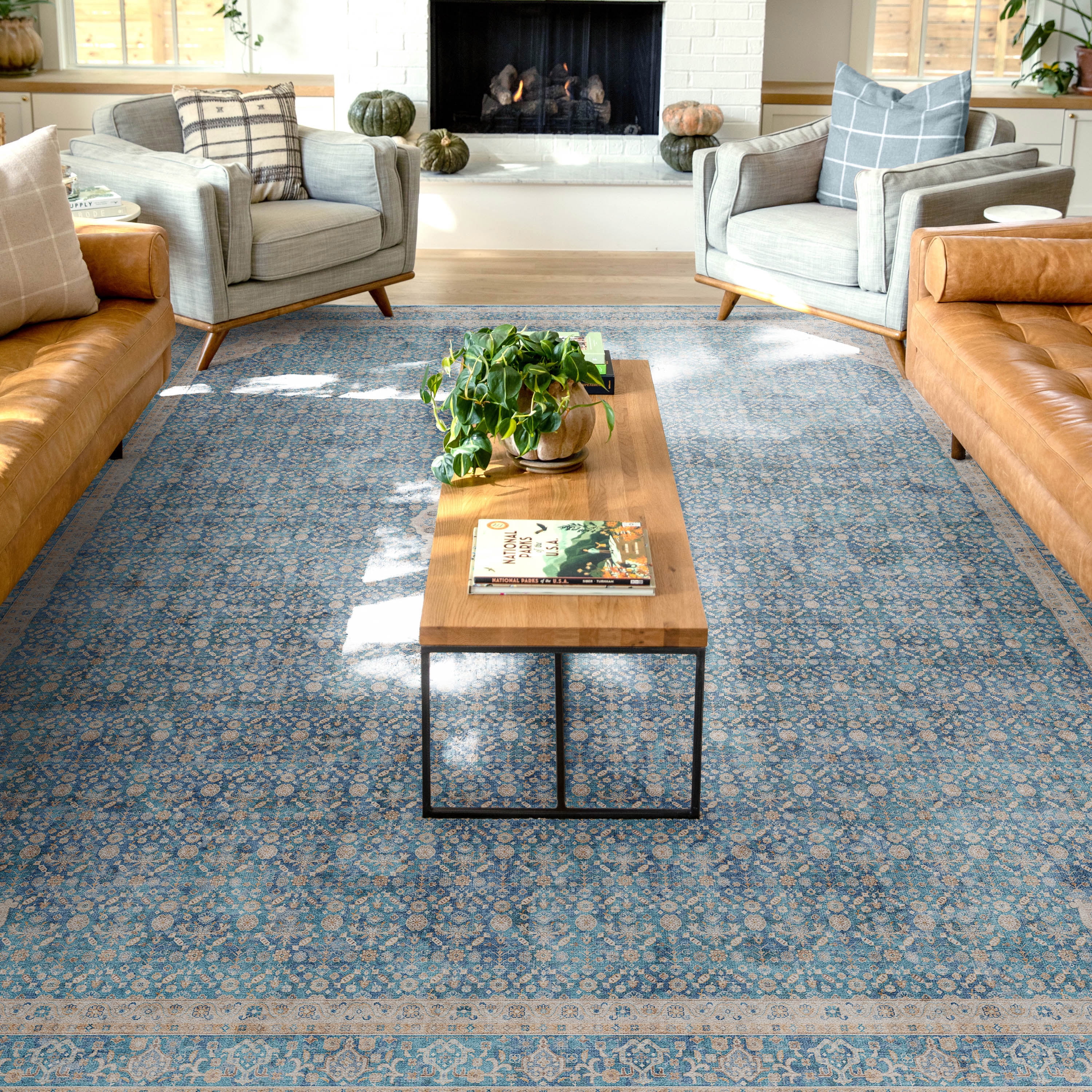 Well Woven Asha Lilith Vintage Oriental Blue 7'7" x 9'10" Area Rug ...
