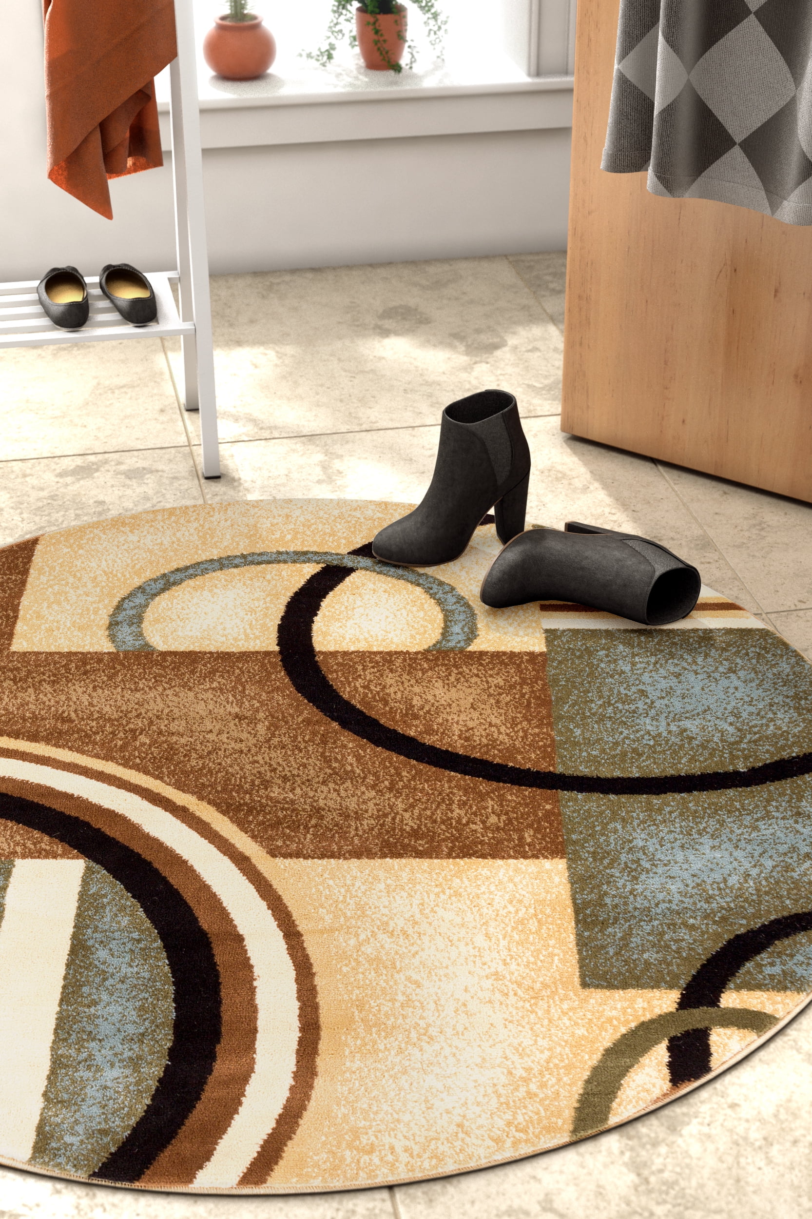 Well Woven Barclay Arcs & Shapes Modern Geometric Light Blue 5'3" Round ...