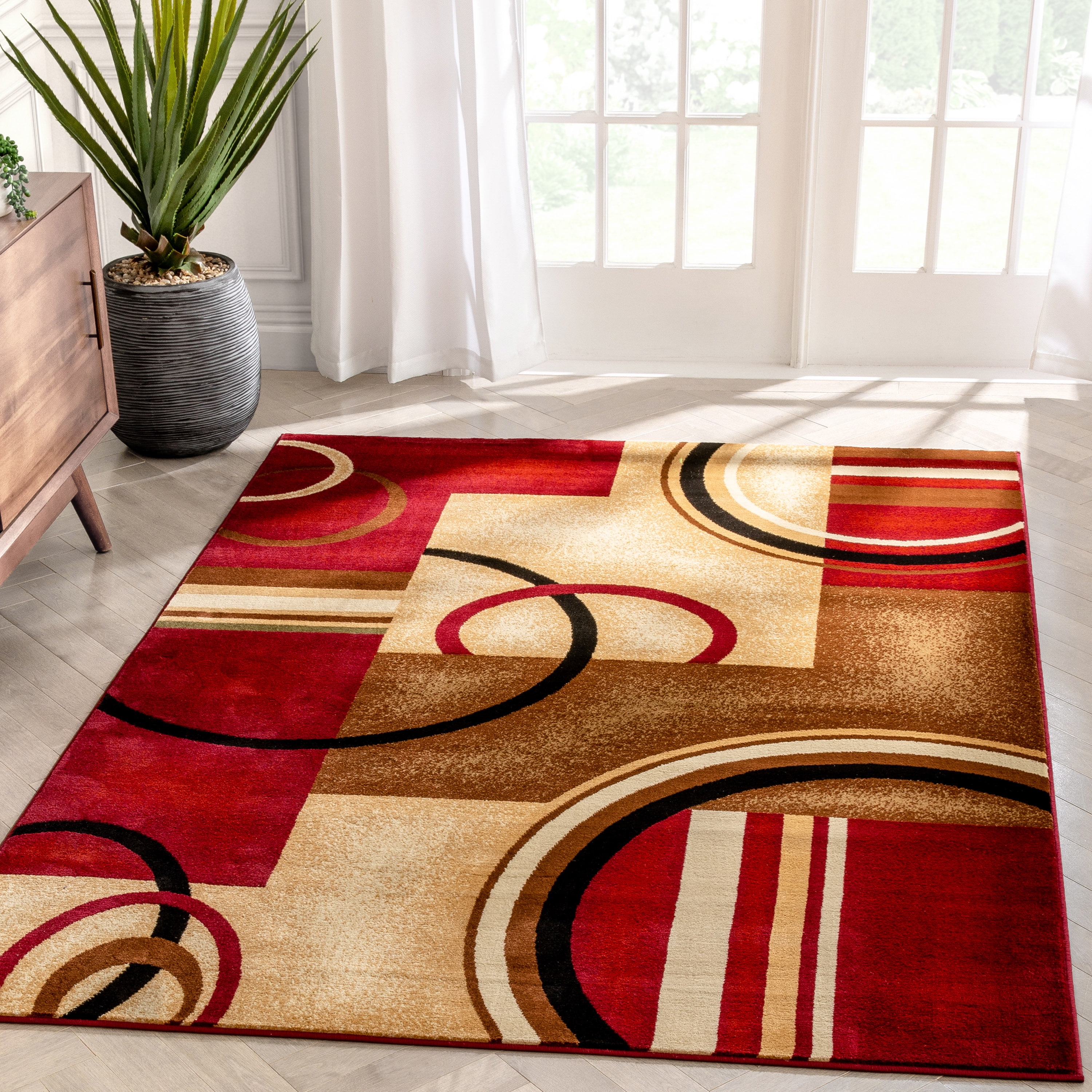 Well Woven Barclay Arcs & Shapes Modern Geometric Red 6'7" x 9'6" Area ...