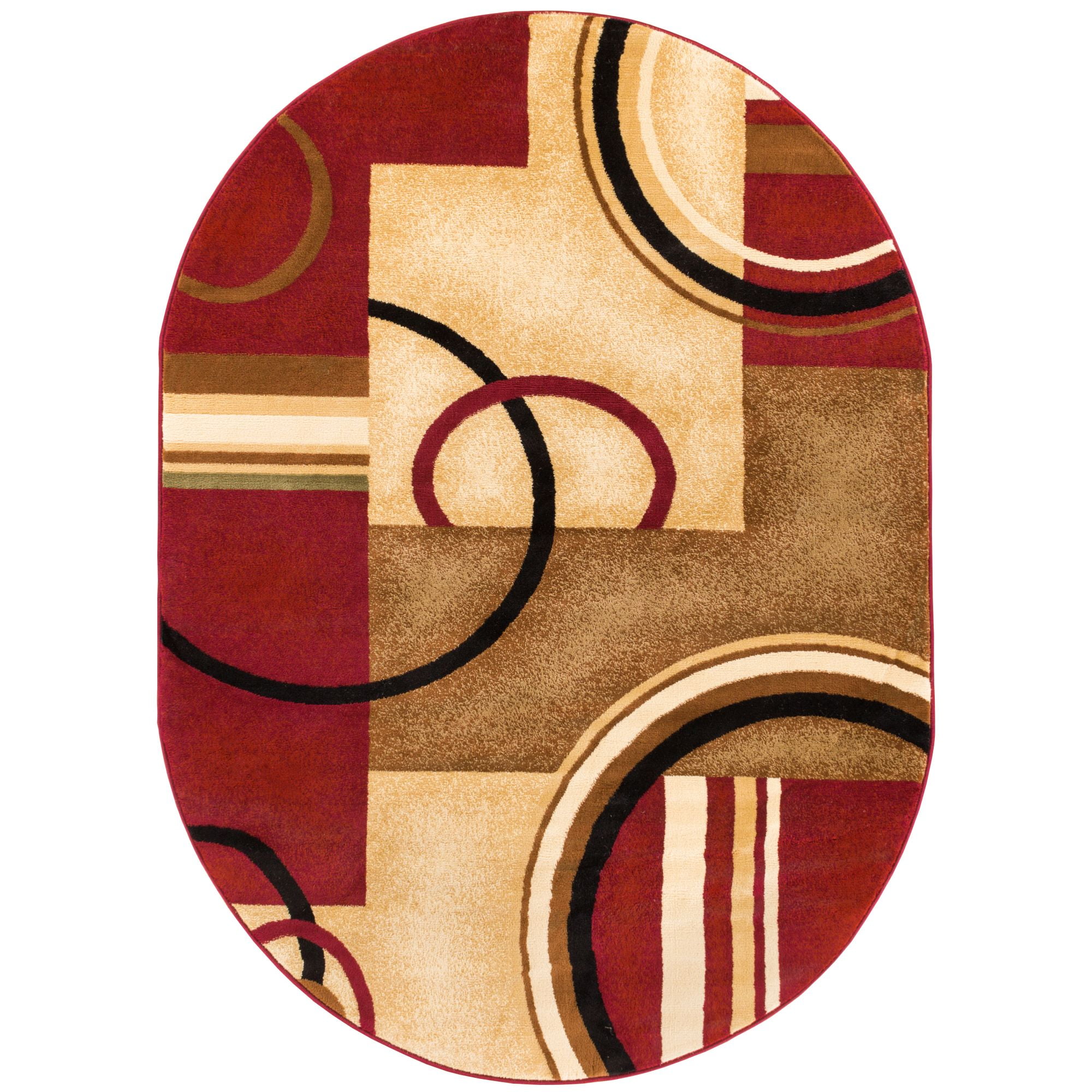 Well Woven Barclay Arcs & Shapes Modern Geometric Red 6'7" x 9'6" Oval ...
