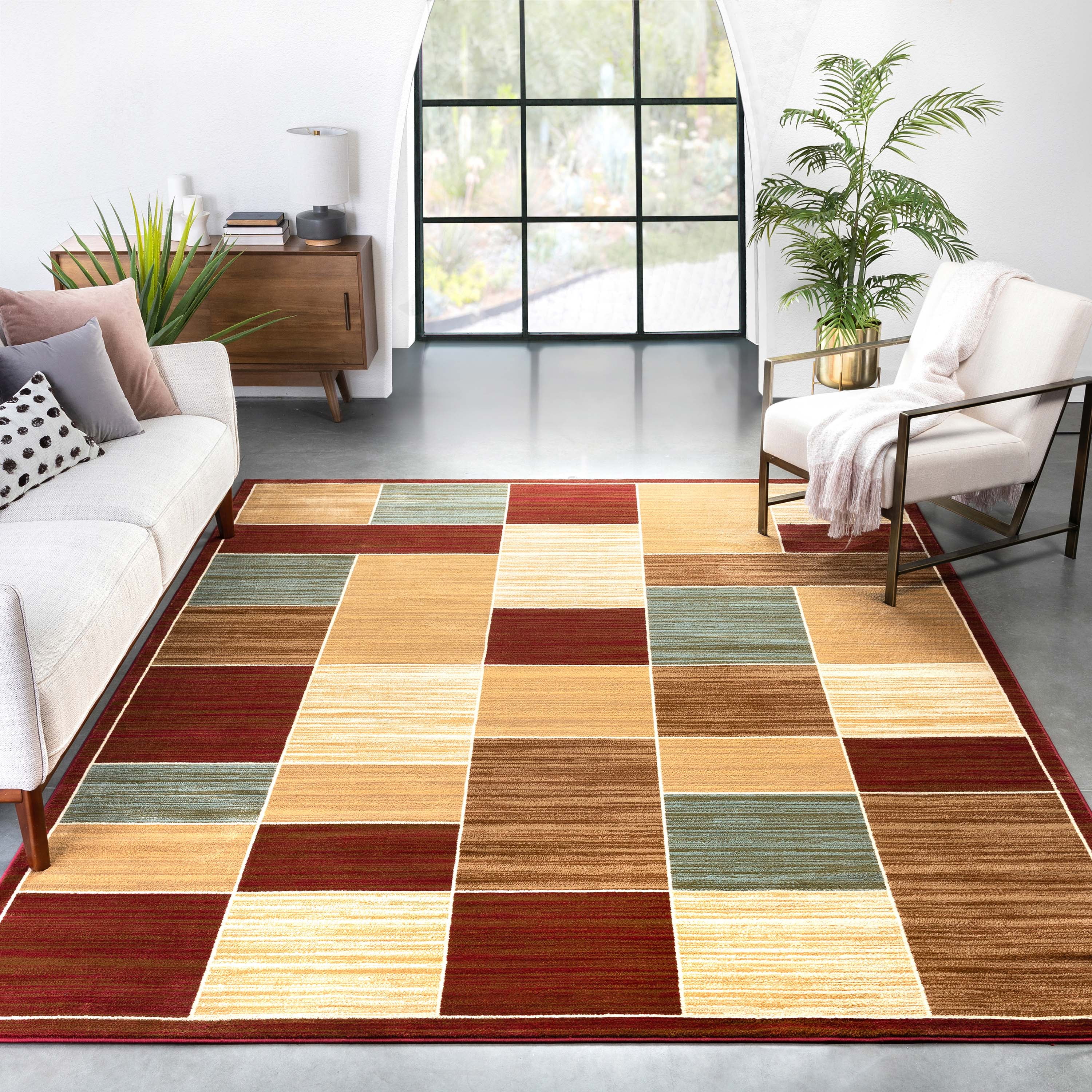 Well Woven Barclay Eslem Modern Geometric Red 3'11" x 5'3" Area Rug ...