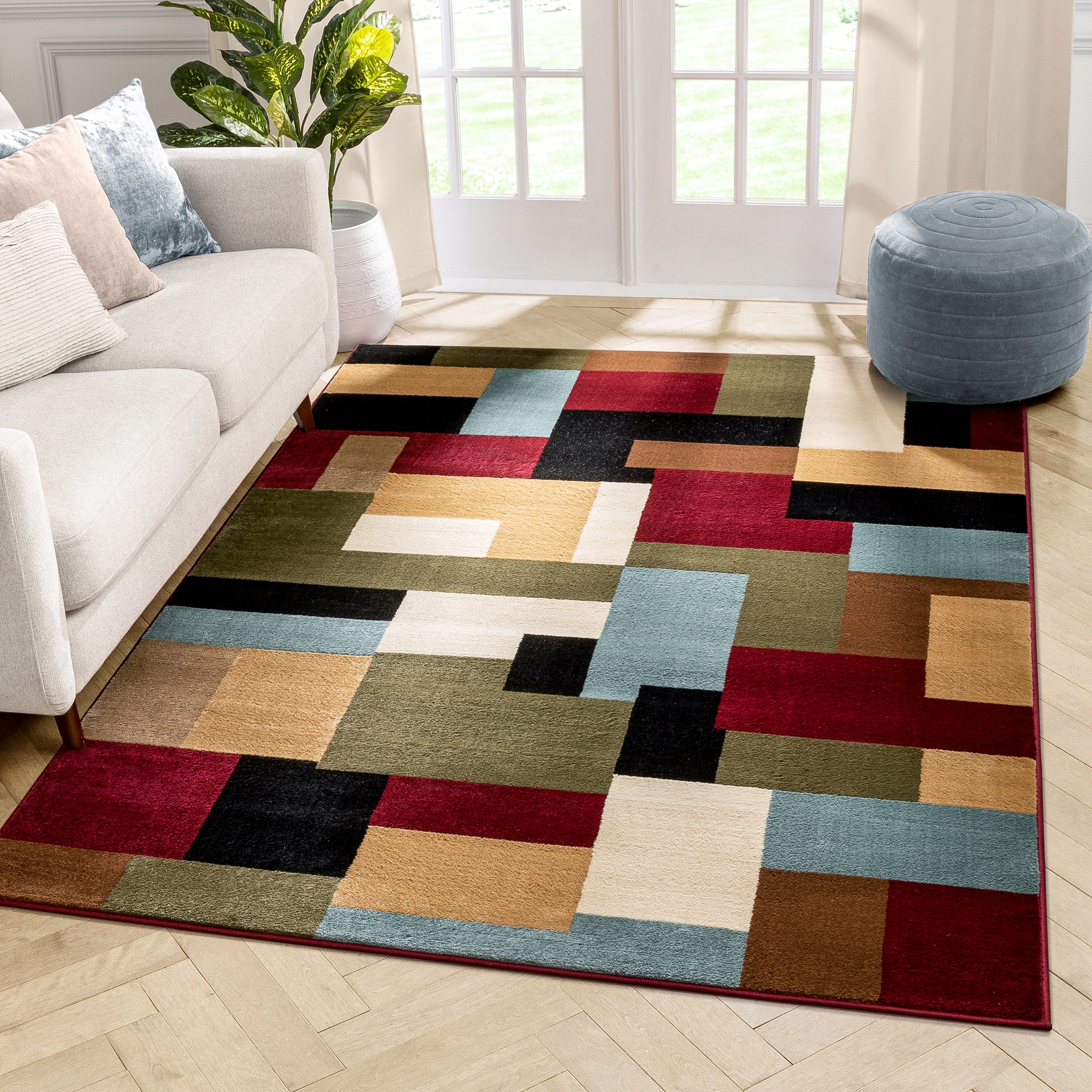 Well Woven Barclay River Modern Geometric Red 6'7" x 9'6" Area Rug ...