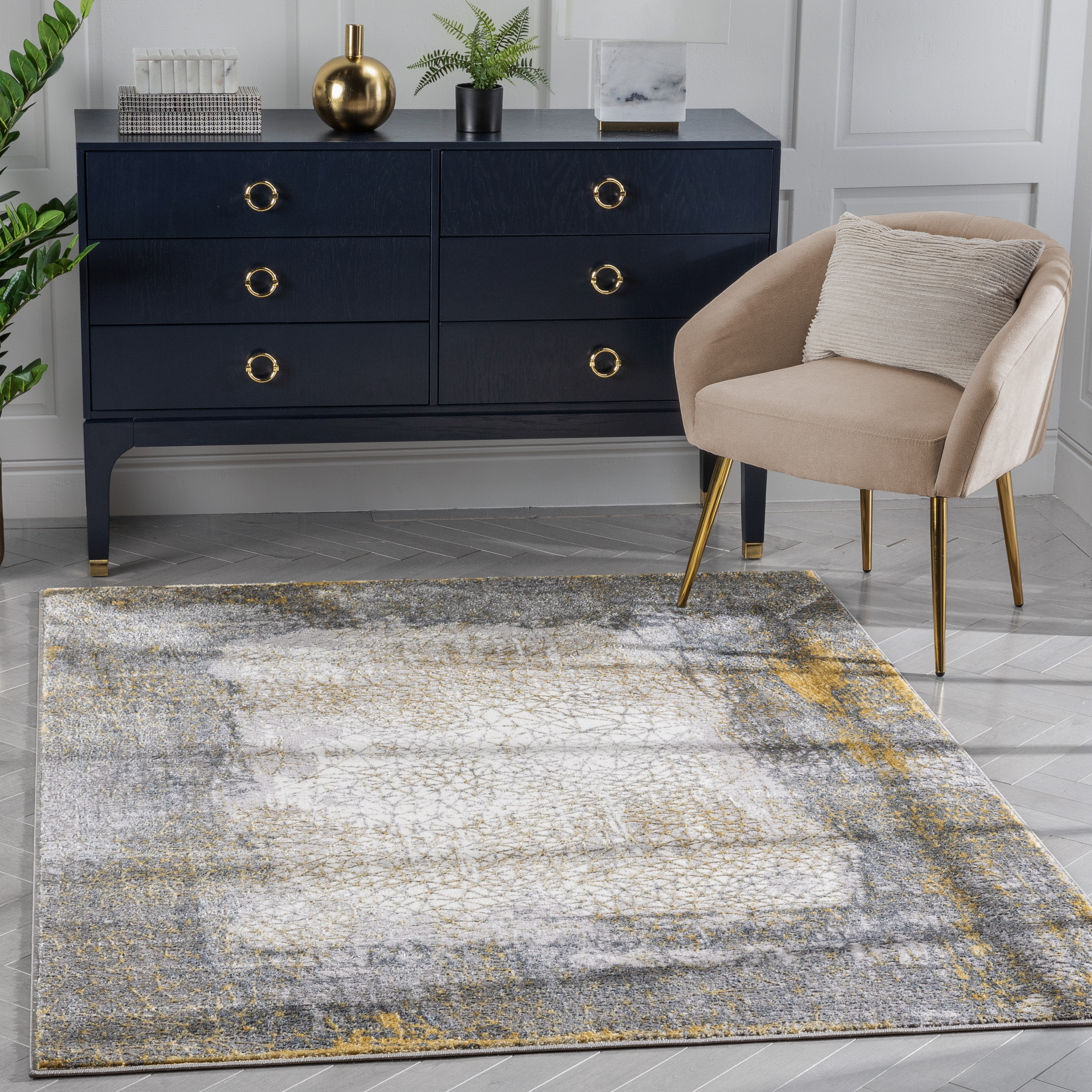 Well Woven Cairo Floral Area Rug, 5.25' x 7.25', Glam, Soft Rug ...