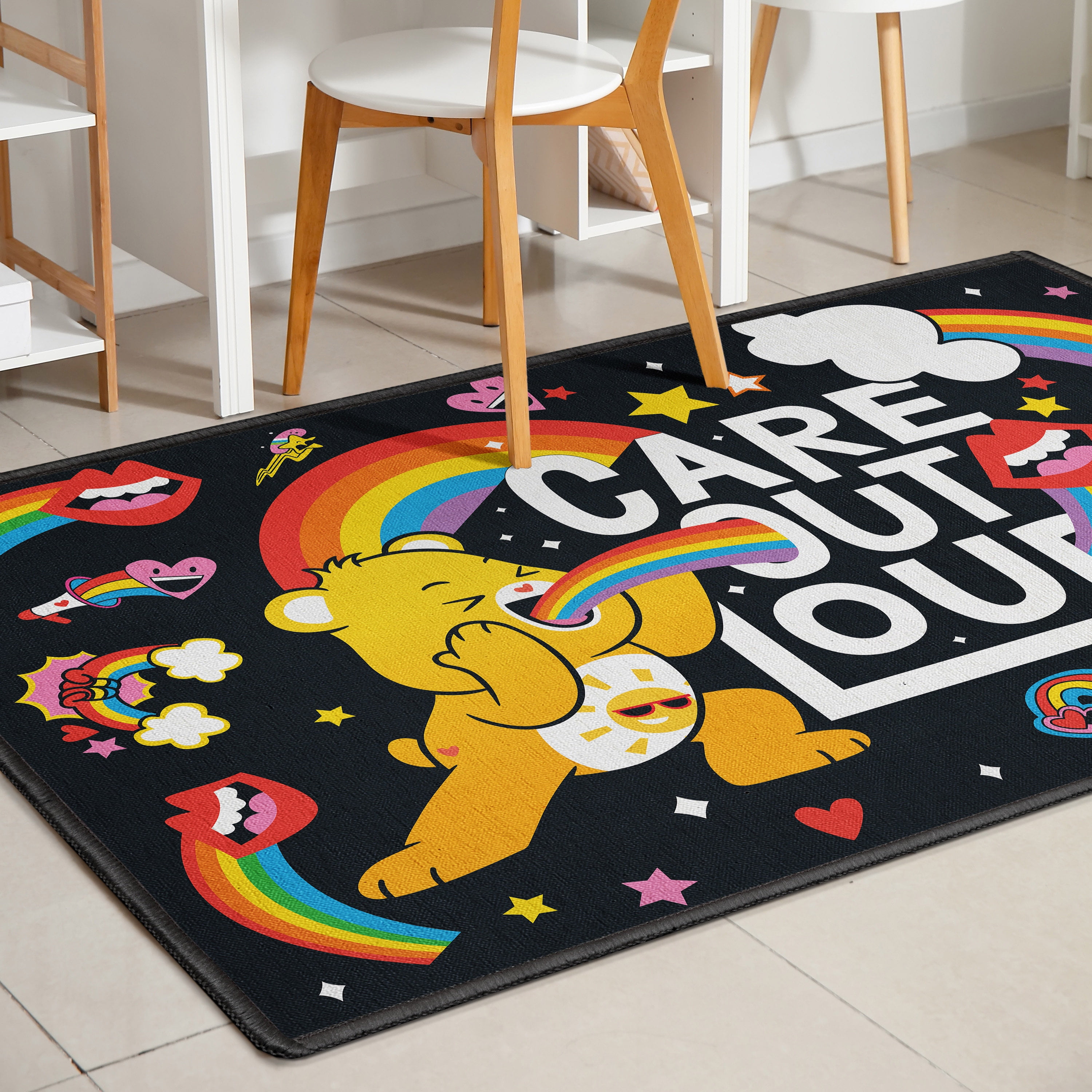Well Woven Care Bears Care Out Loud Black 5' x 7' Area Rug Easy to ...