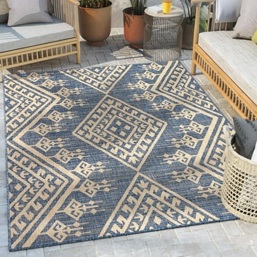 Loomaknoti Tecopa Milburm 2' x 7' Grey Geometric Outdoor Runner Rug ...