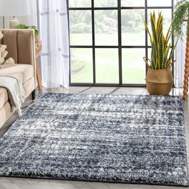 Well Woven Feather Liza Shag Blue Runner Rug - Walmart.com