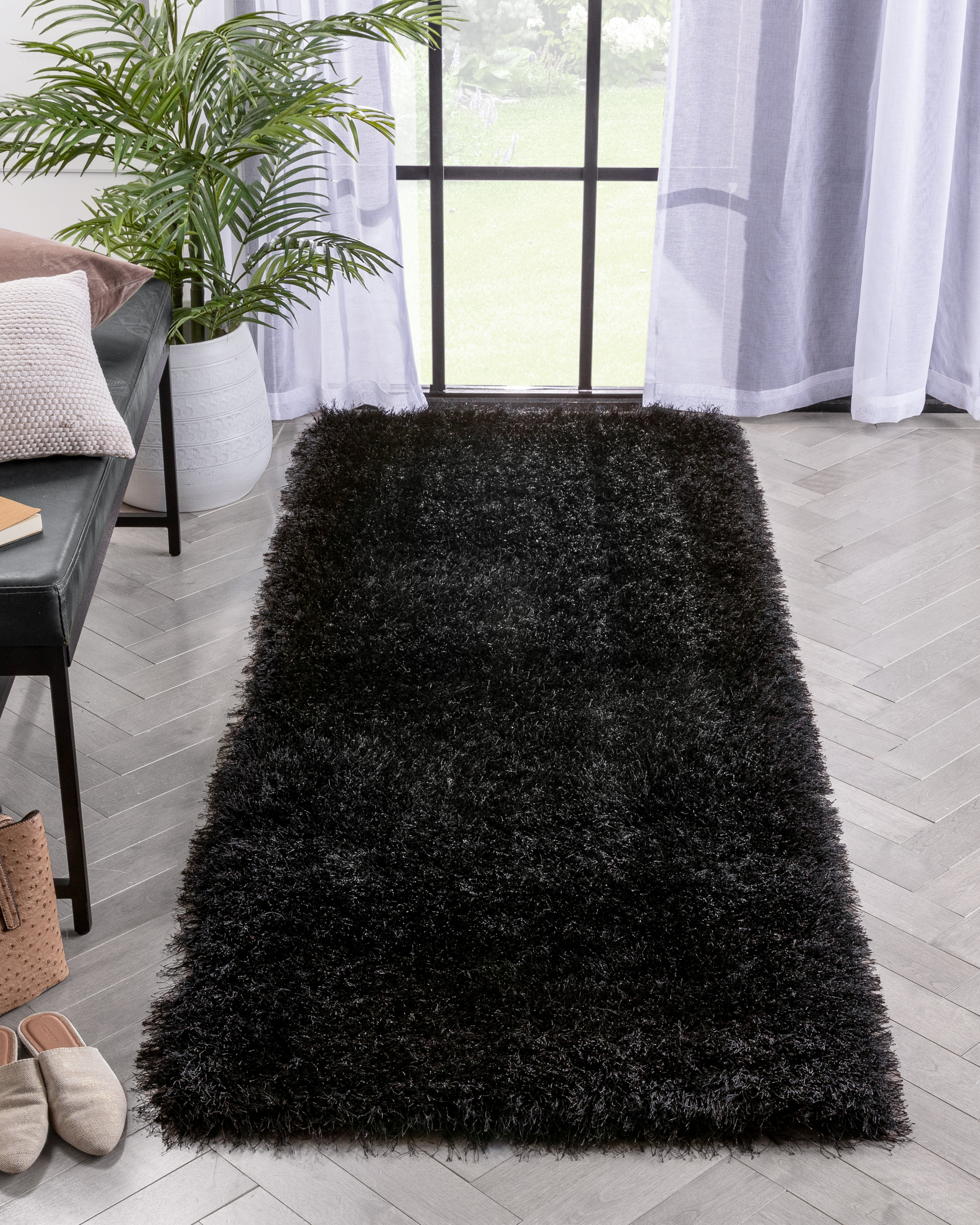Well Woven Chie Charcoal Grey Kuki Collection Ultra Shag Runner Rug 2x7 ...