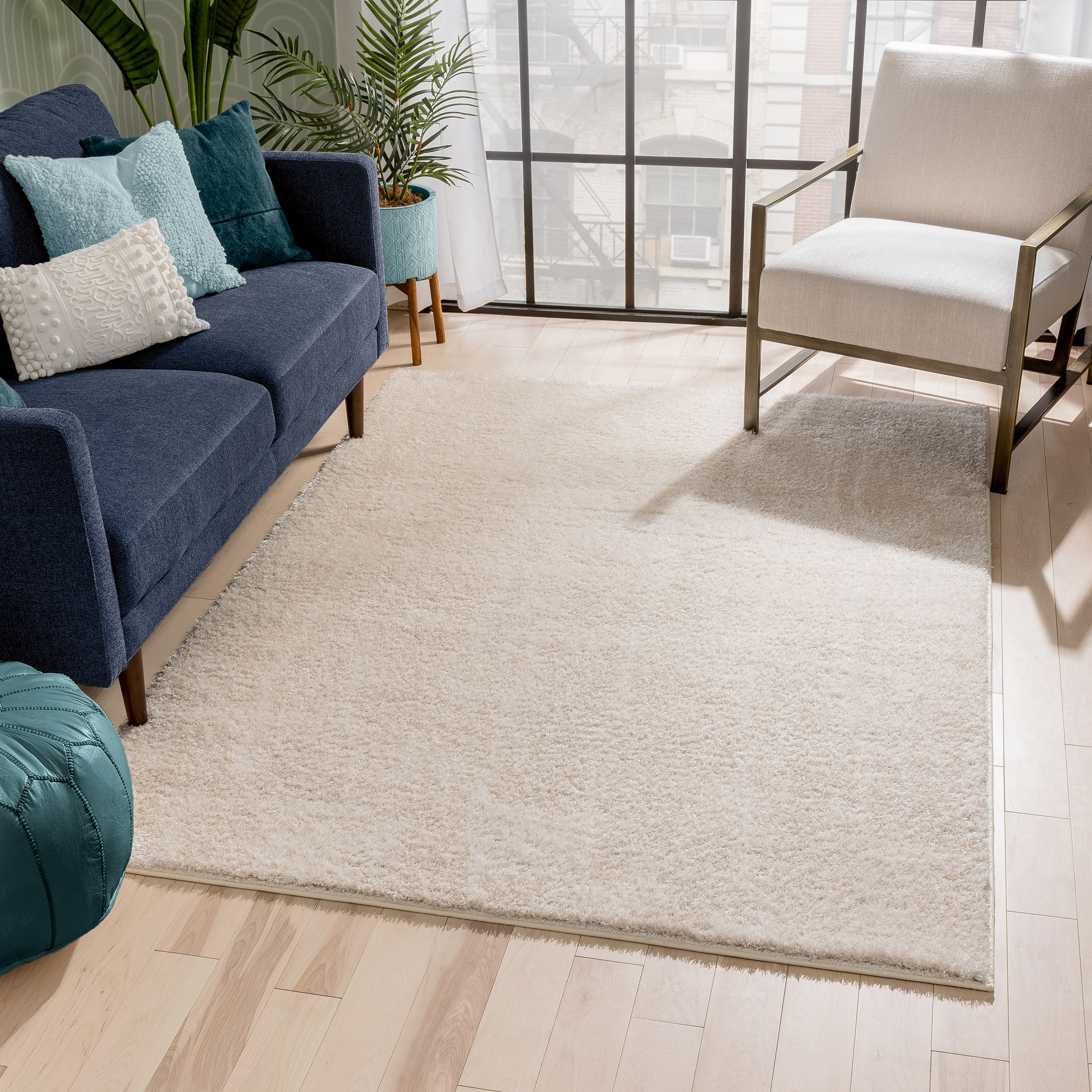 Well Woven Ciel Beige Ultra-Soft Multi-Textured Shimmer Pile Area Rug ...