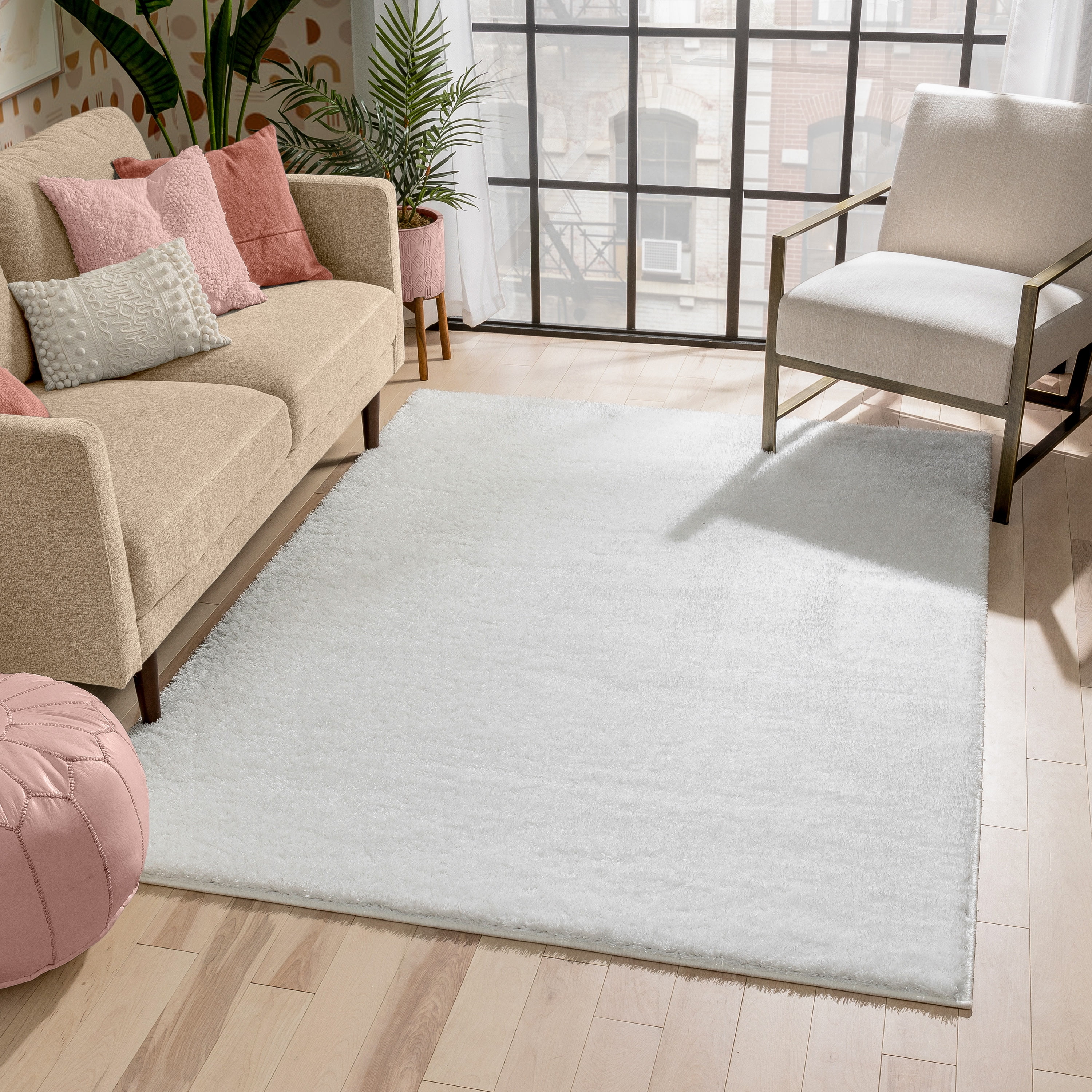 Well Woven Ciel Ivory Ultra-Soft Multi-Textured Shimmer Pile Area Rug ...