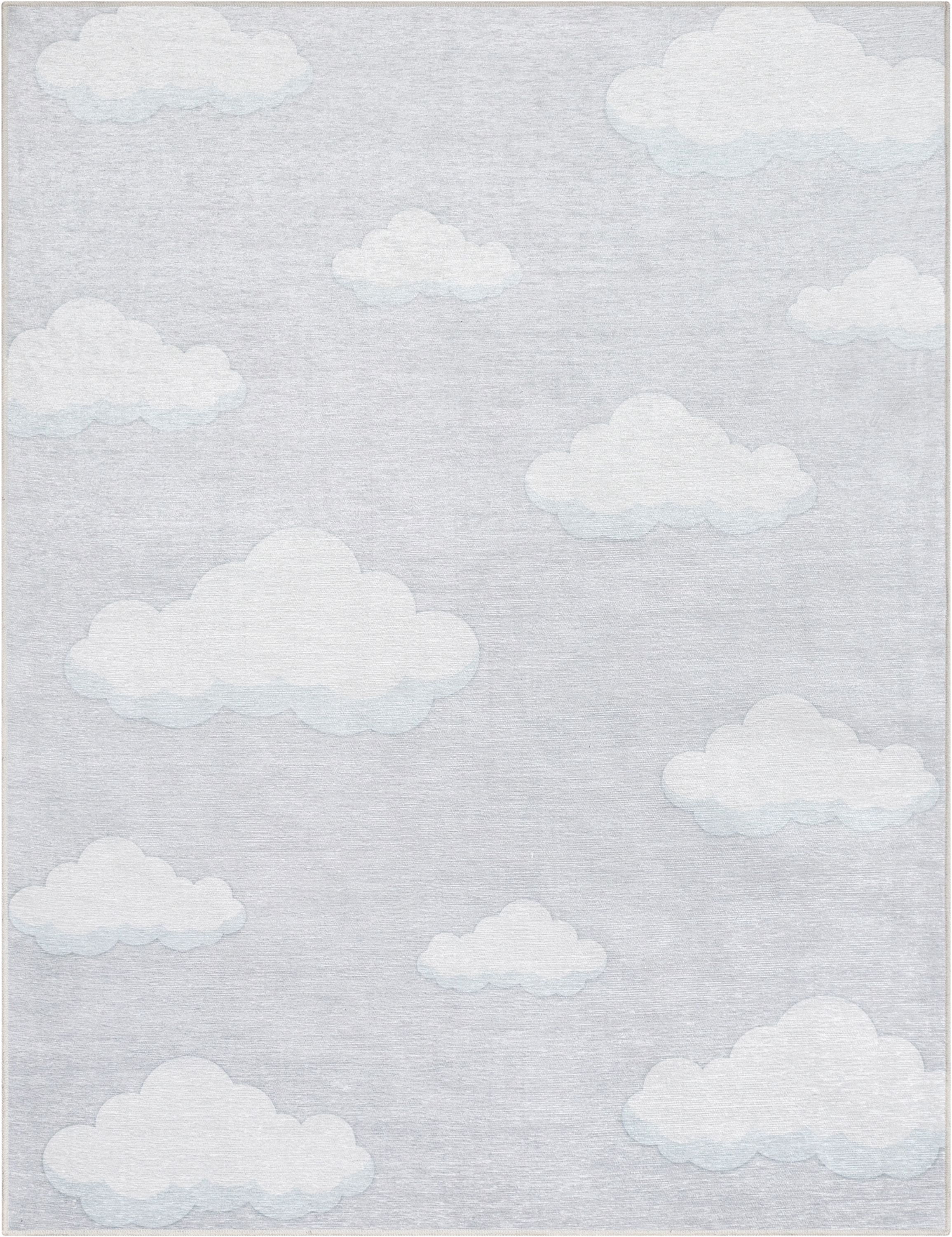 Well Woven Clouds Rug, Grey Ivory, 6' x 9', Polyester Kids Room Carpet ...