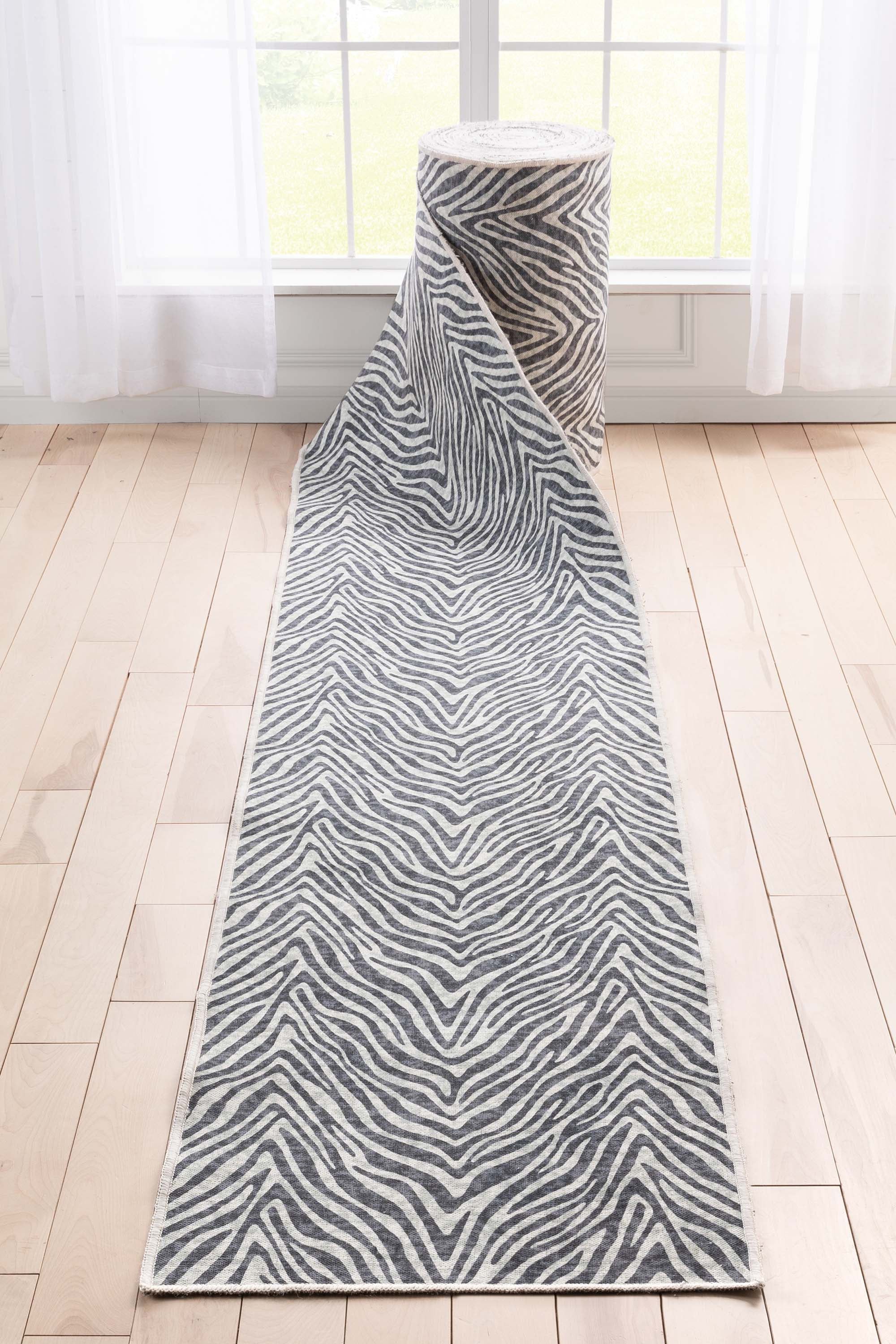 Well Woven Custom Size Runner - 31" x 11' Runner - Zebra Stripe Grey ...