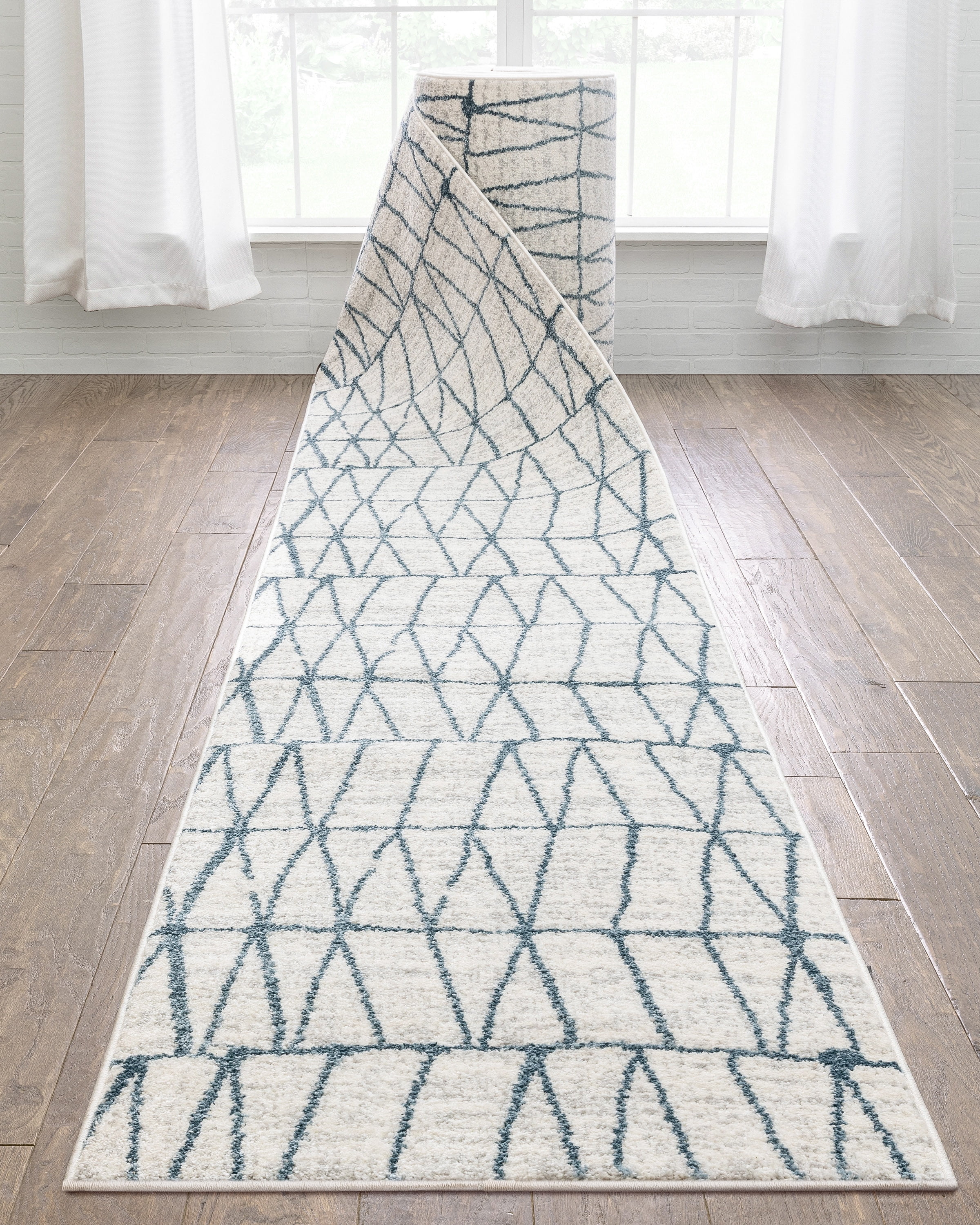 Well Woven Custom Size Runner - Choose Your Length - Crox Blue & Ivory ...
