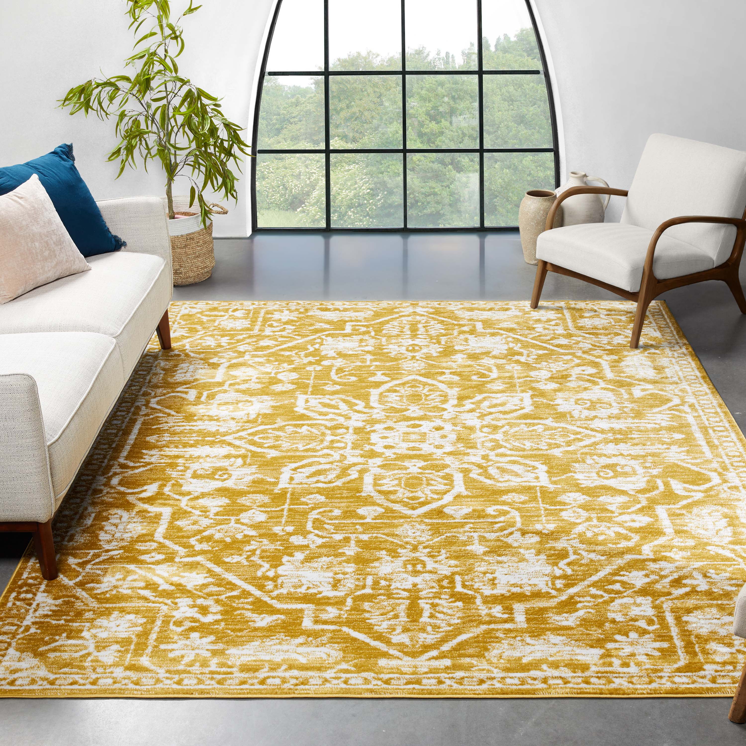 Well Woven Della Gold Vintage Medallion Pattern 7'3" x 9'3" Area Rug ...
