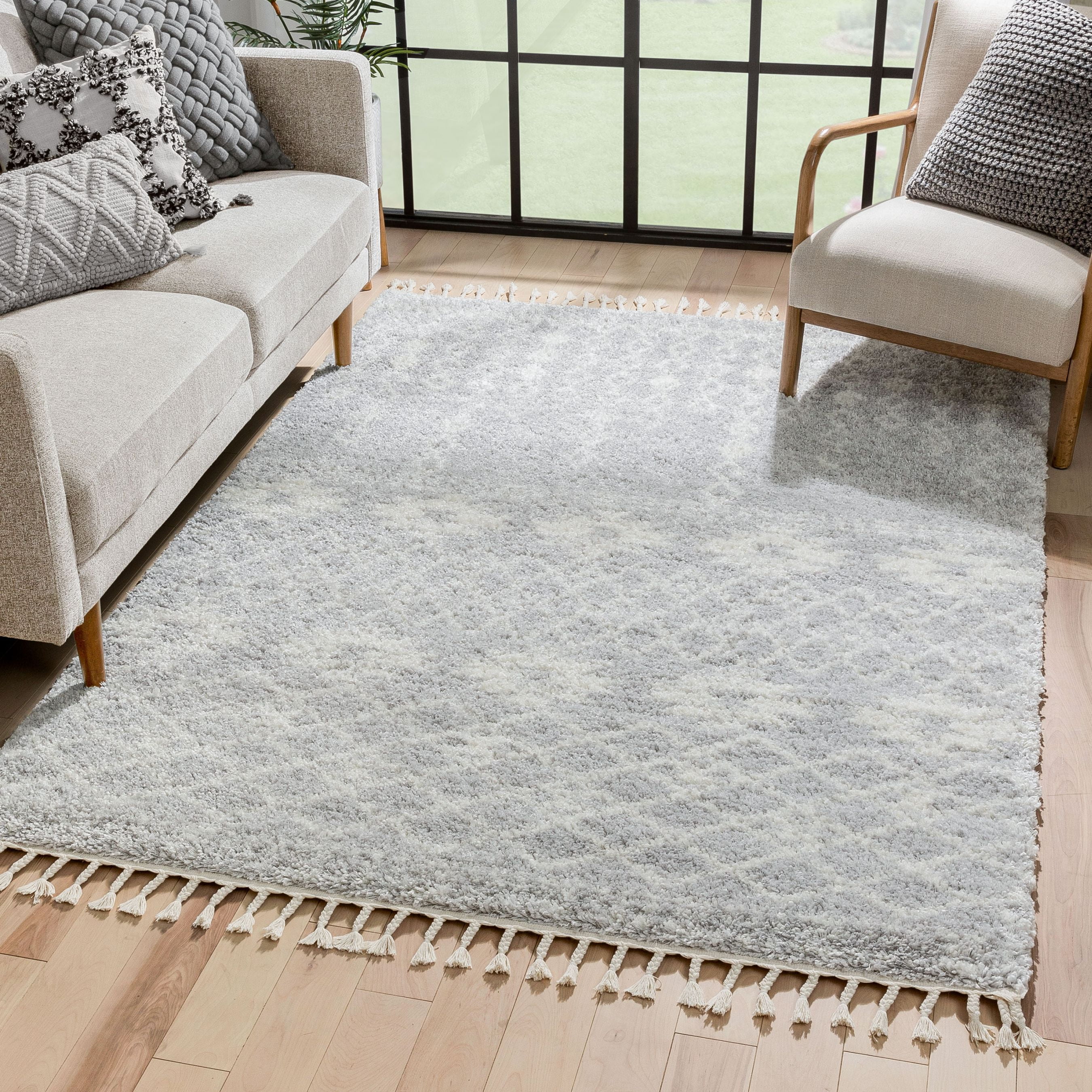 Well Woven Doza Grey Moroccan Shag Diamond Medallion Pattern Area Rug ...
