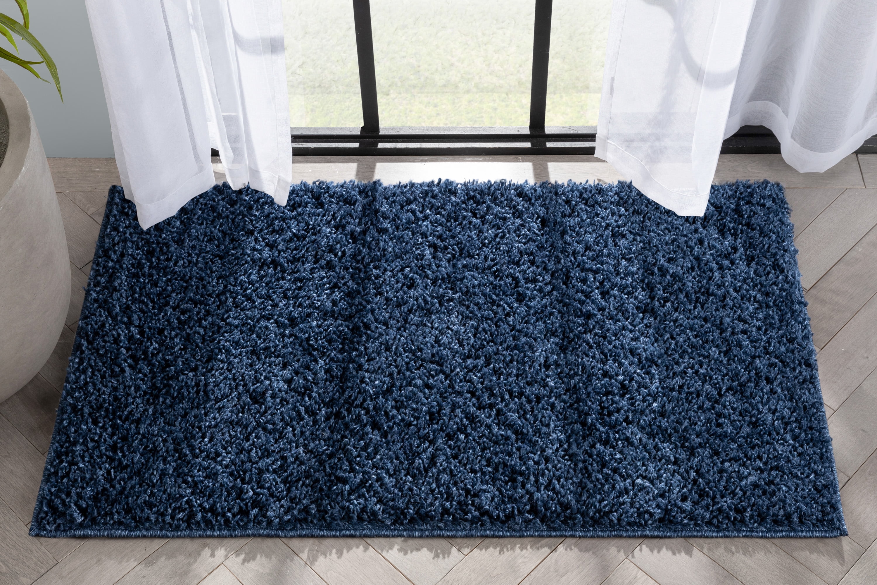 Well Woven Elle Basics | Emerson Shag Dark Blue | Textured Mat Rug 2x4 ...