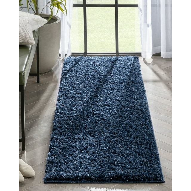 Well Woven Elle Basics | Emerson Shag Dark Blue | Textured Runner Rug ...