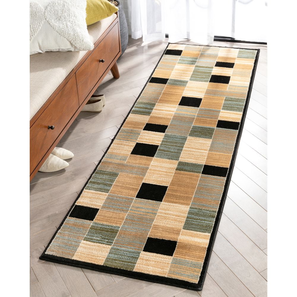 Well Woven Estella Blue Geometric Boxes Pattern Runner Rug 2x7 (2'3" x ...