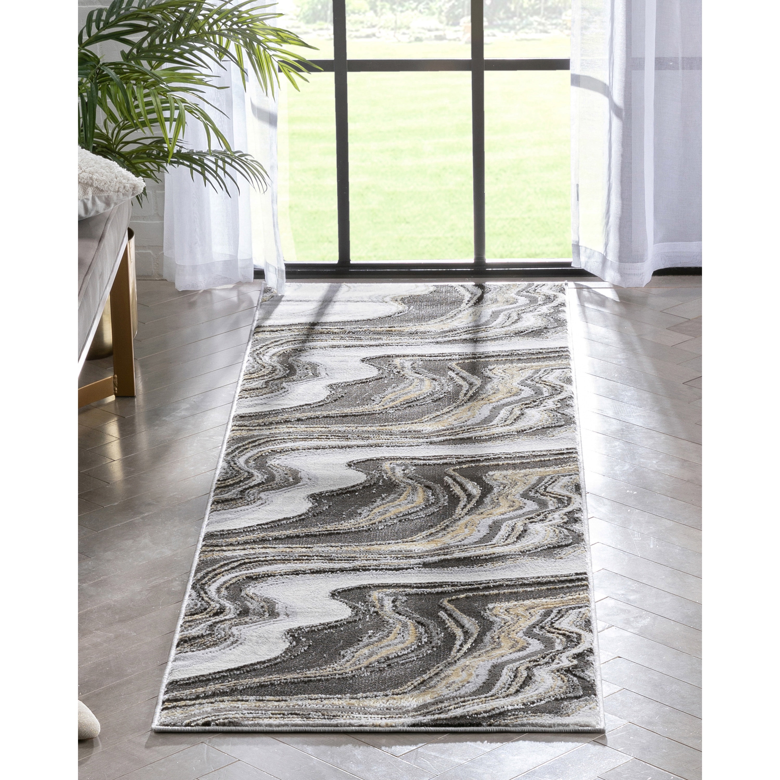 Well Woven Fairmont Warren Modern Glam Marble Pattern Grey 2'3" x 7'3 ...