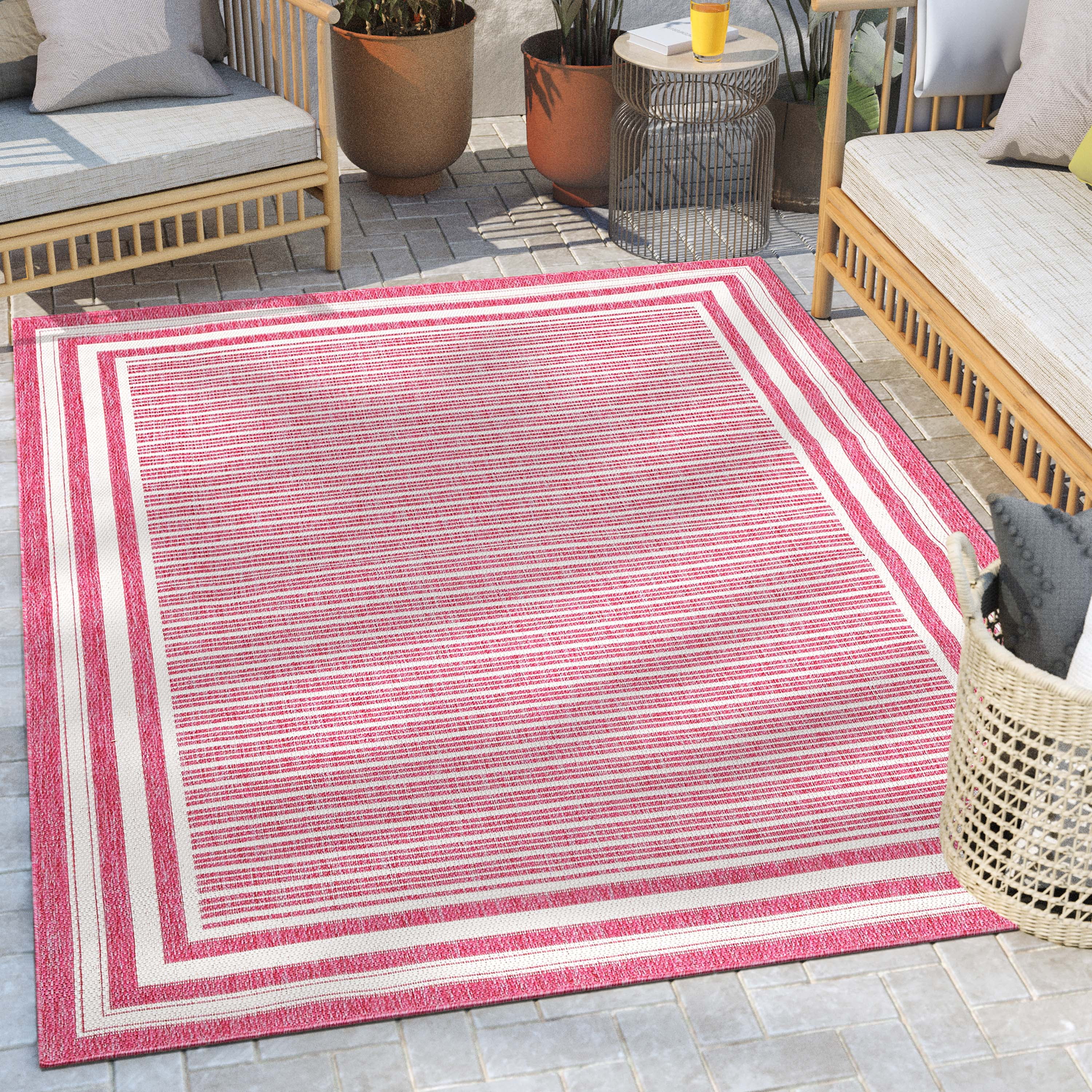 Well Woven Fallon Frankie Modern Stripes Fuschia 7'10" x 9'10" Hi-Lo ...